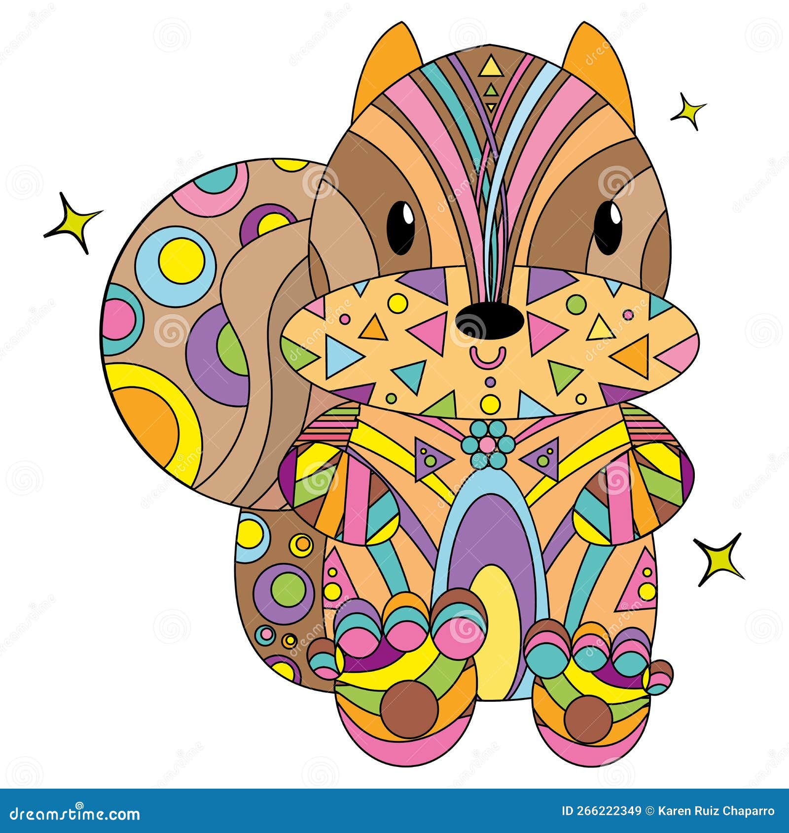 Isolated Squirrel Shape Colored Mandala Vector Stock Vector ...