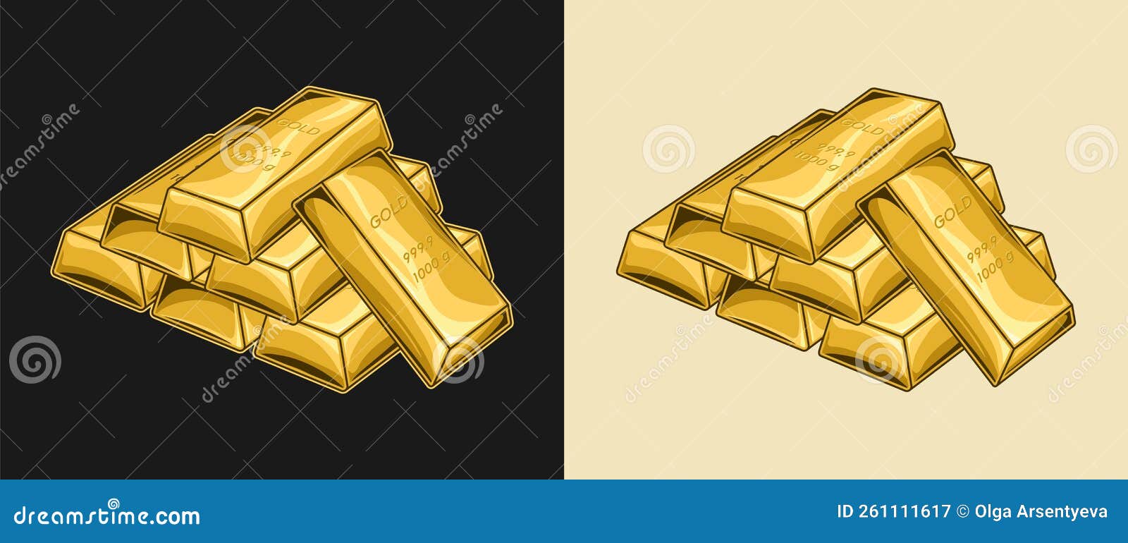 Isolated Stack of Bars of Pure Gold, 1000 G Stock Vector - Illustration ...