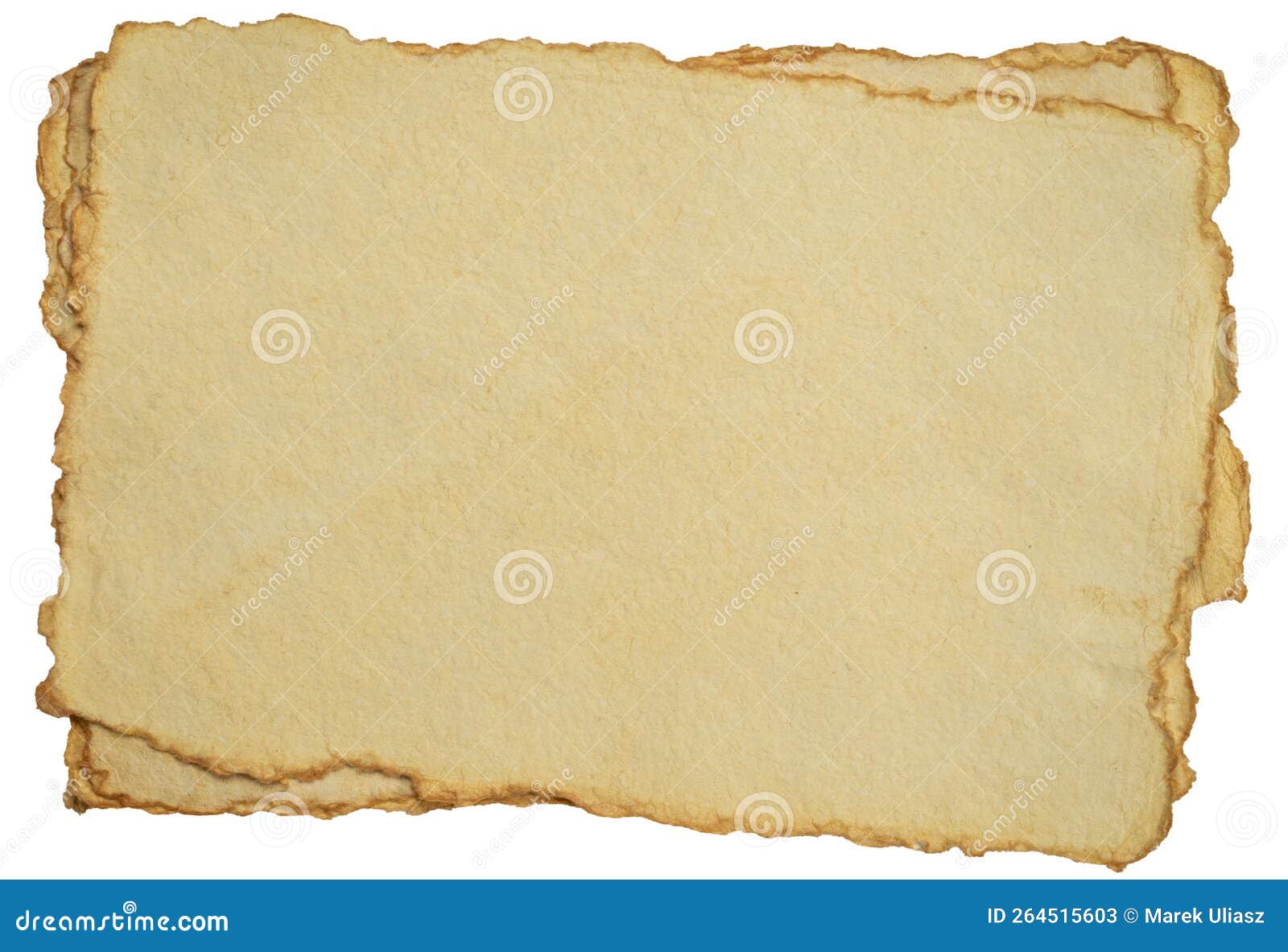 Isolated Stack of Tan Toned Deckle Edge Paper Sheets Stock Image ...