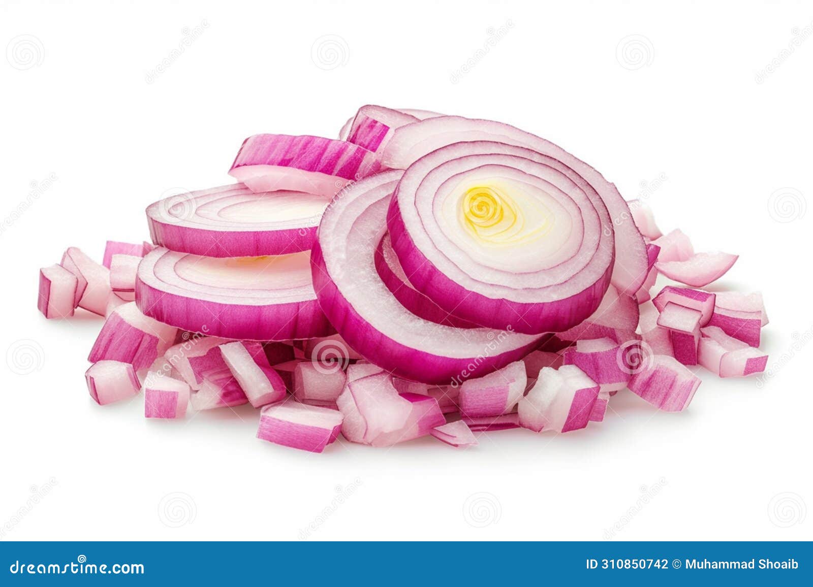 Isolated Stack of Chopped Red Onion on White, Clipping Included Stock ...