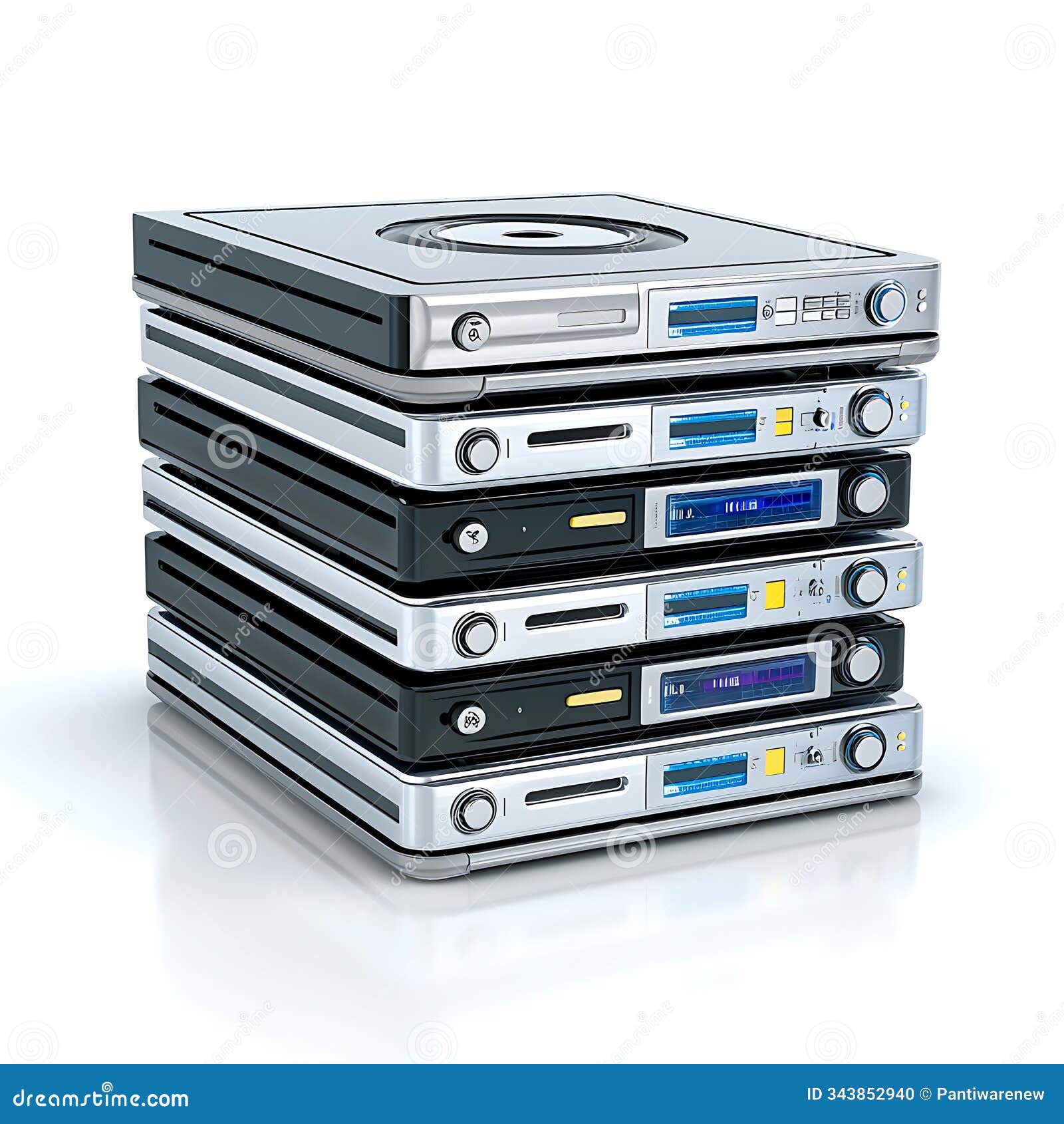 Isolated Stack of DVD Players on White Background Stock Illustration ...