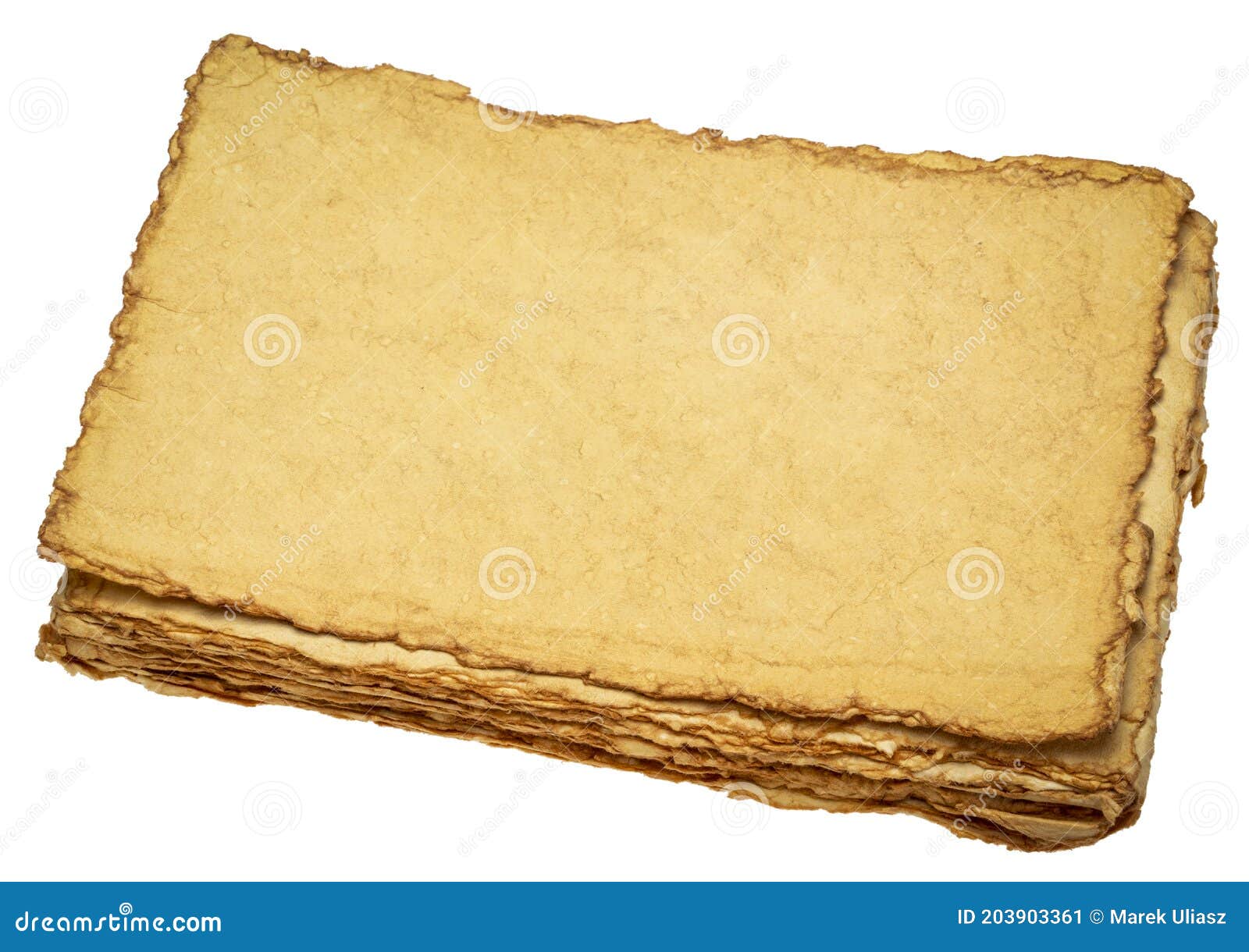 Isolated Stack of Tan Toned Deckle Edge Paper Sheets Stock Image ...