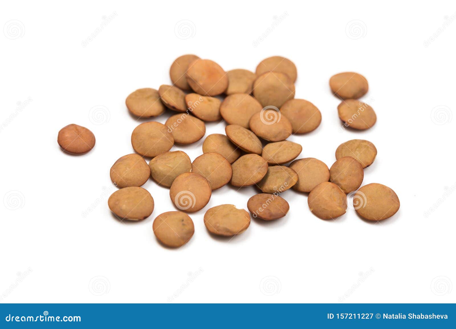 Isolated Stack of Uncooked Lentils on White Background from Above Stock ...