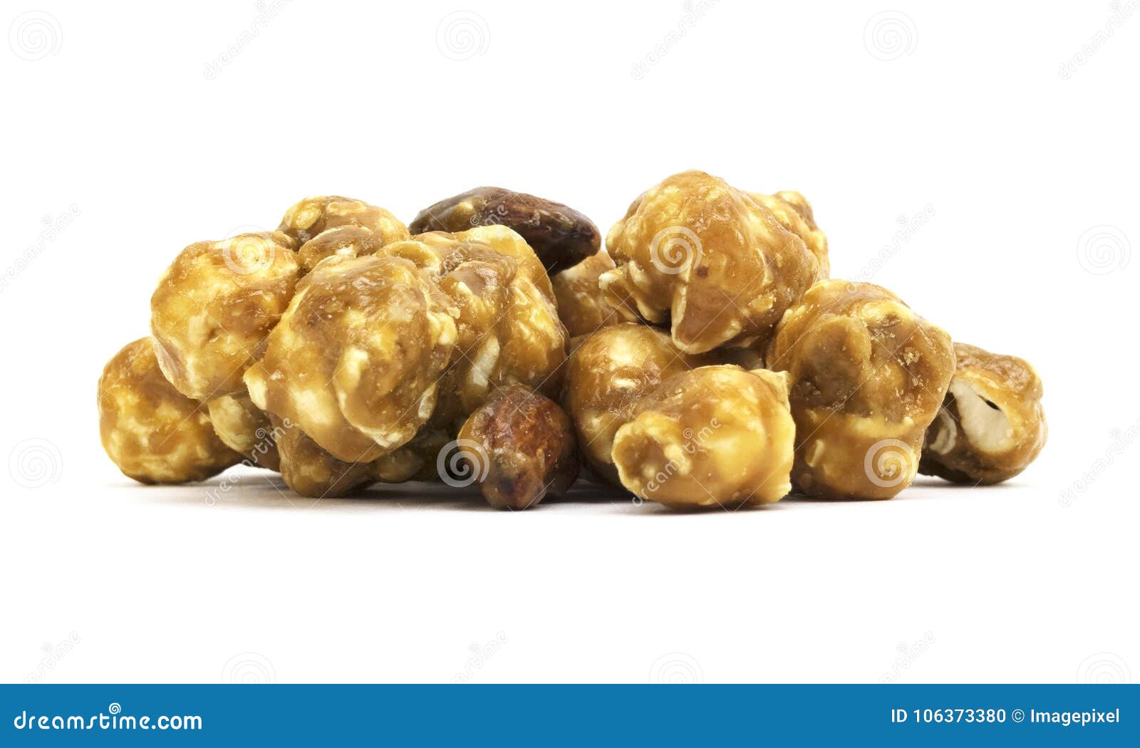 Isolated Stacked Caramel Popcorn Stock Photo - Image of junk, nuts ...