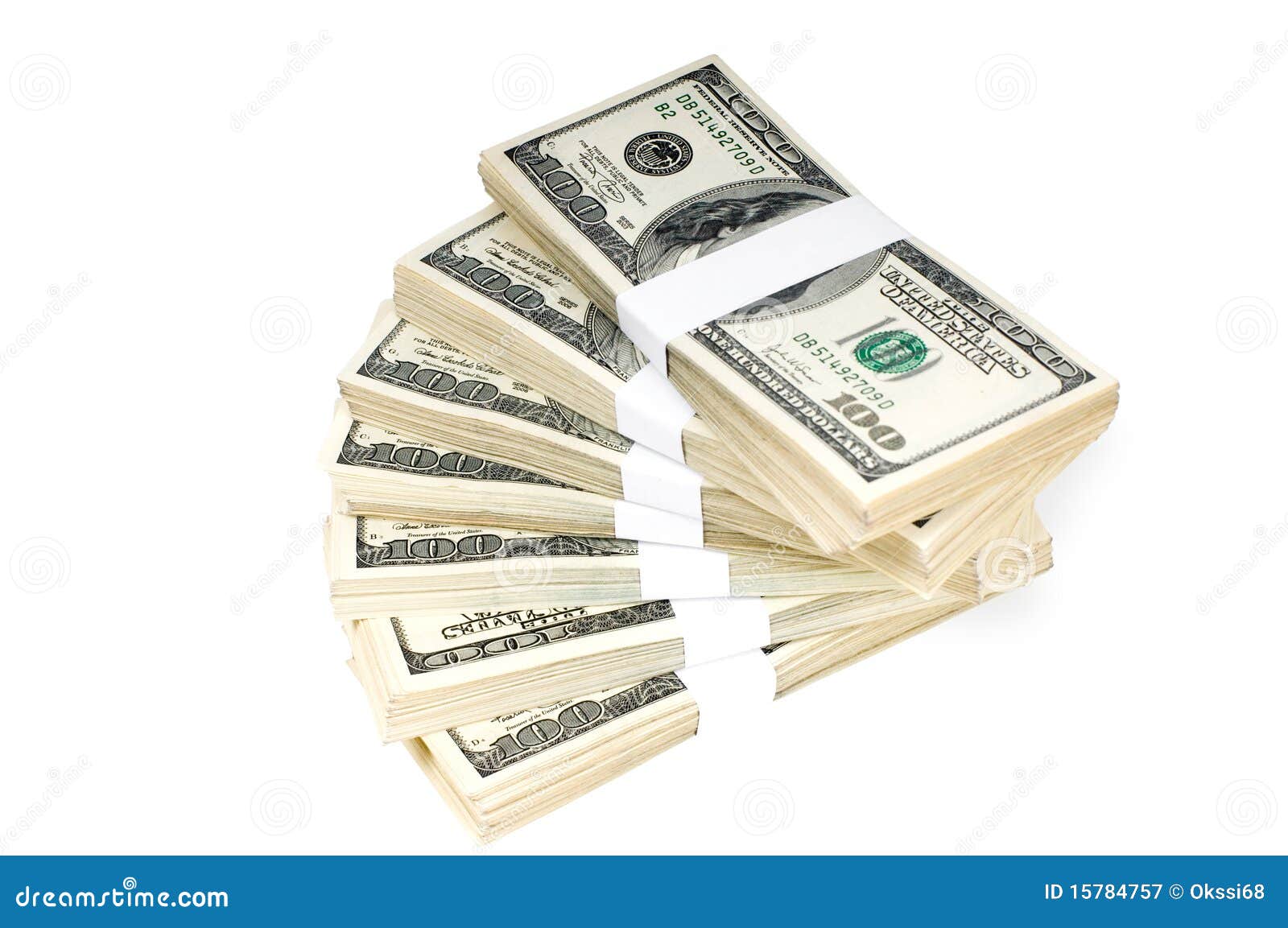 Isolated Stacks of Money stock image. Image of abundance - 15784757