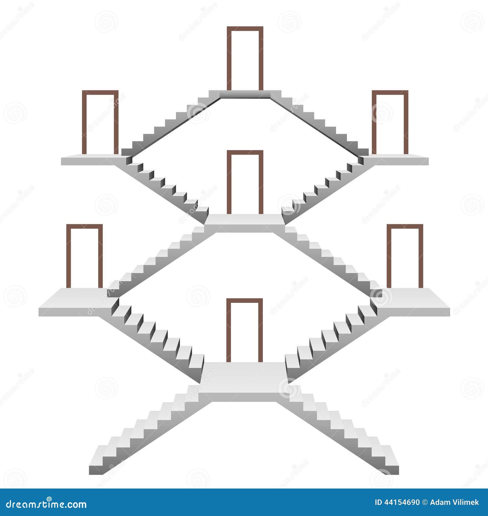 Isolated Staircase Space Construction with Doors Template Concept Stock ...
