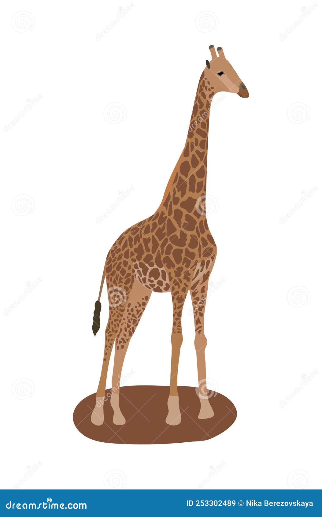 Isolated Standing Giraffe. Vector Illustration in Flat Style Stock ...