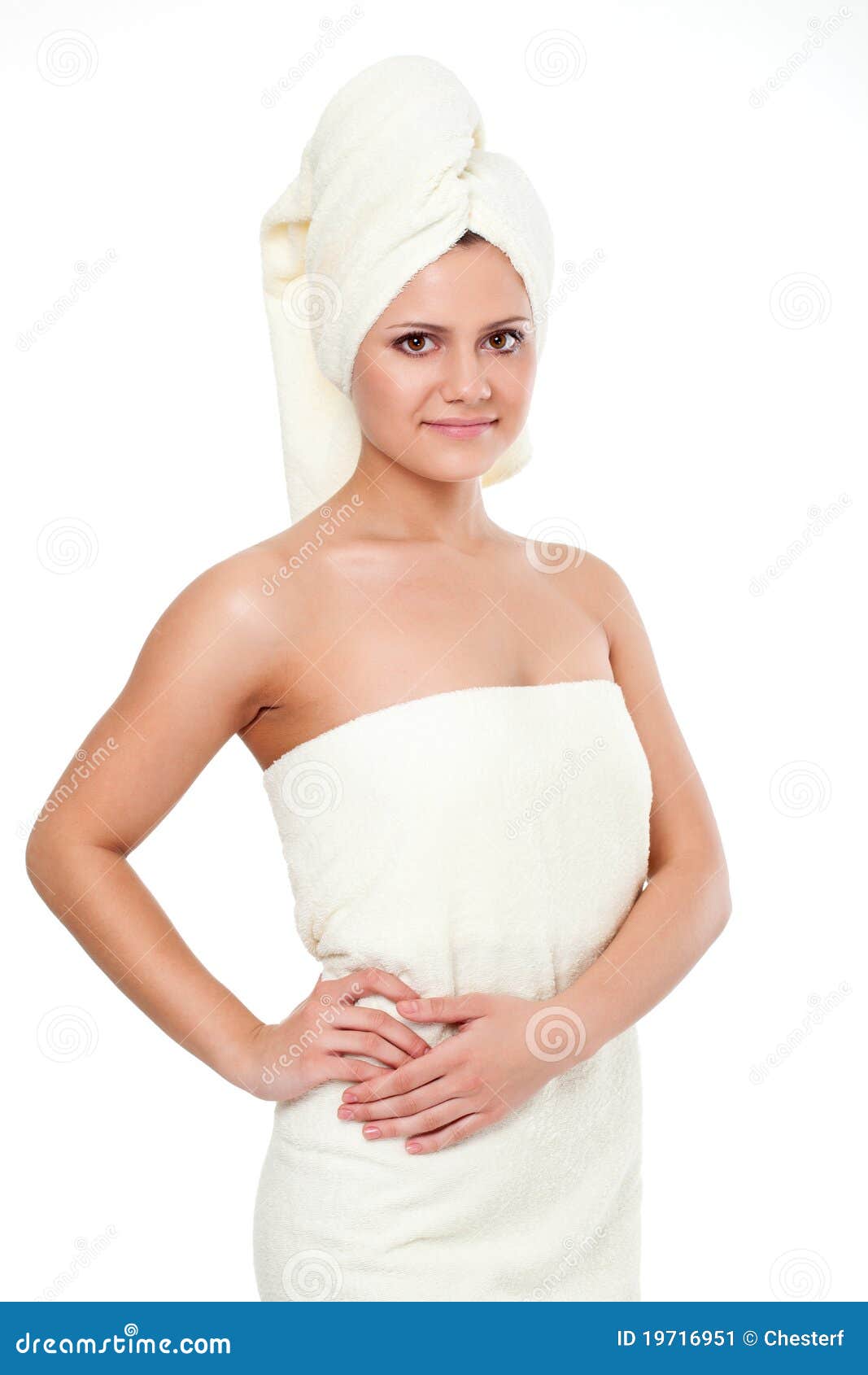 Isolated Standing Woman Wearing Towel Stock Image - Image of attractive ...