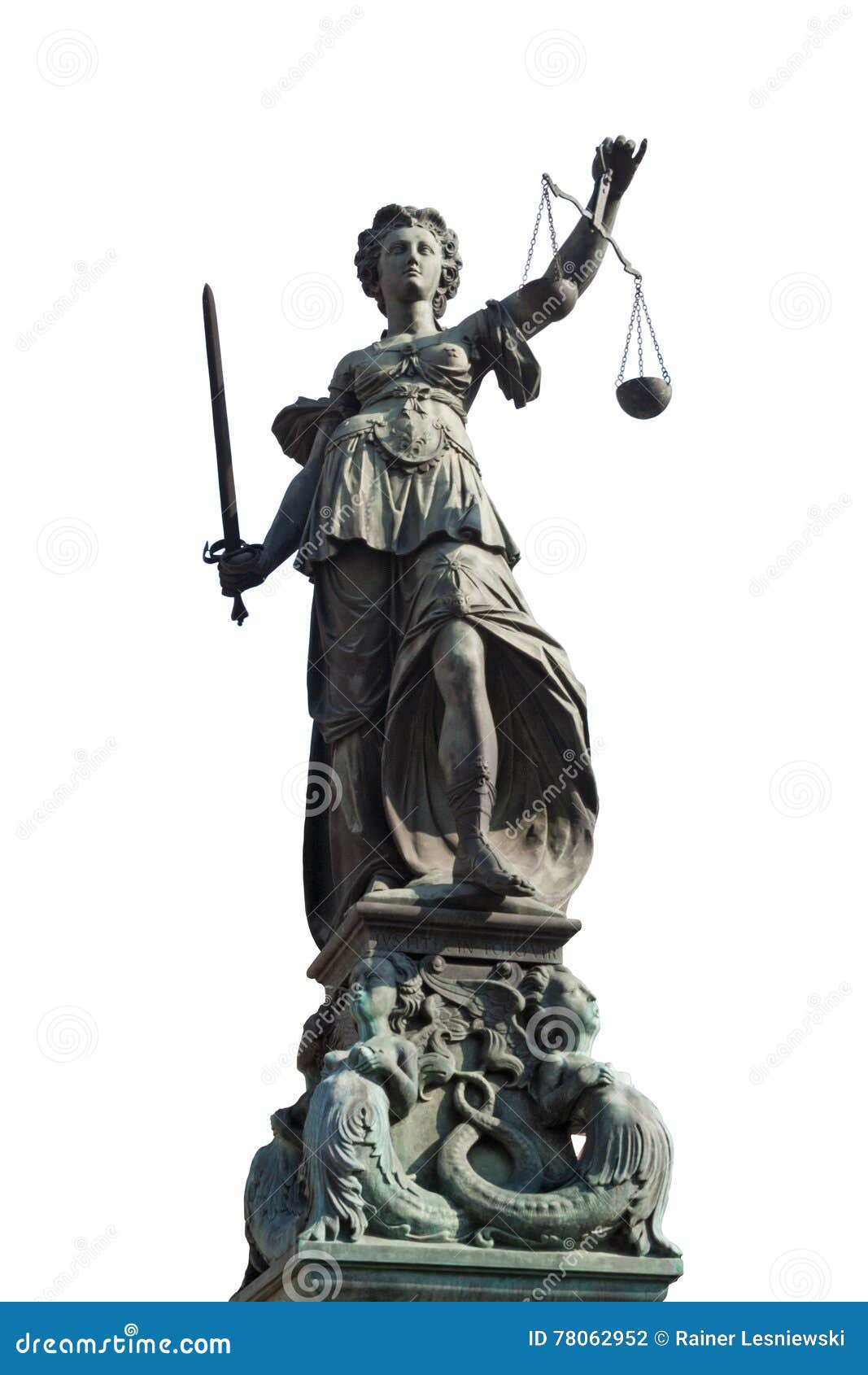 Isolated Statue of Lady Justice in Frankfurt Stock Photo - Image of ...