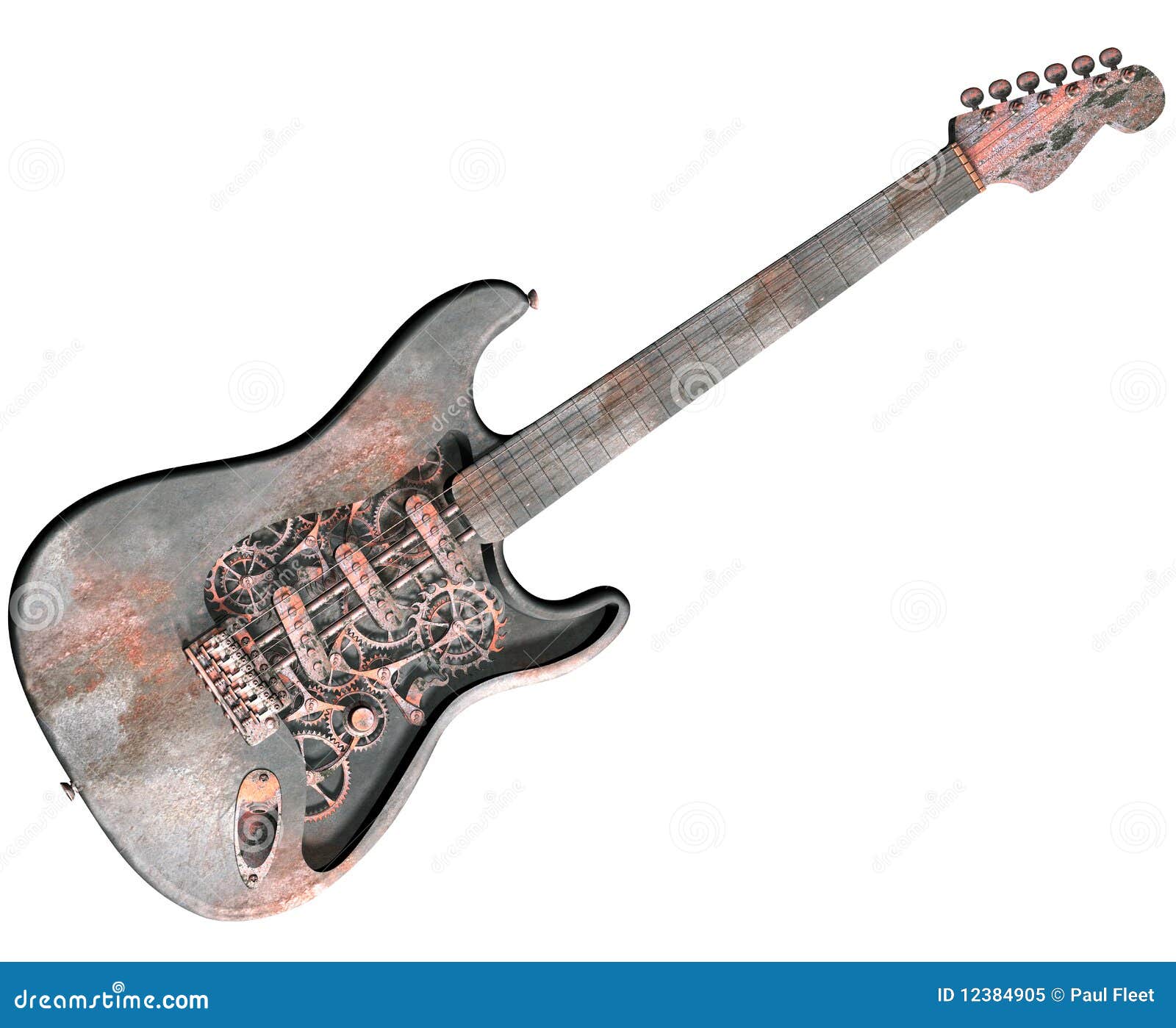 Isolated steam punk guitar stock illustration. Illustration of steam ...