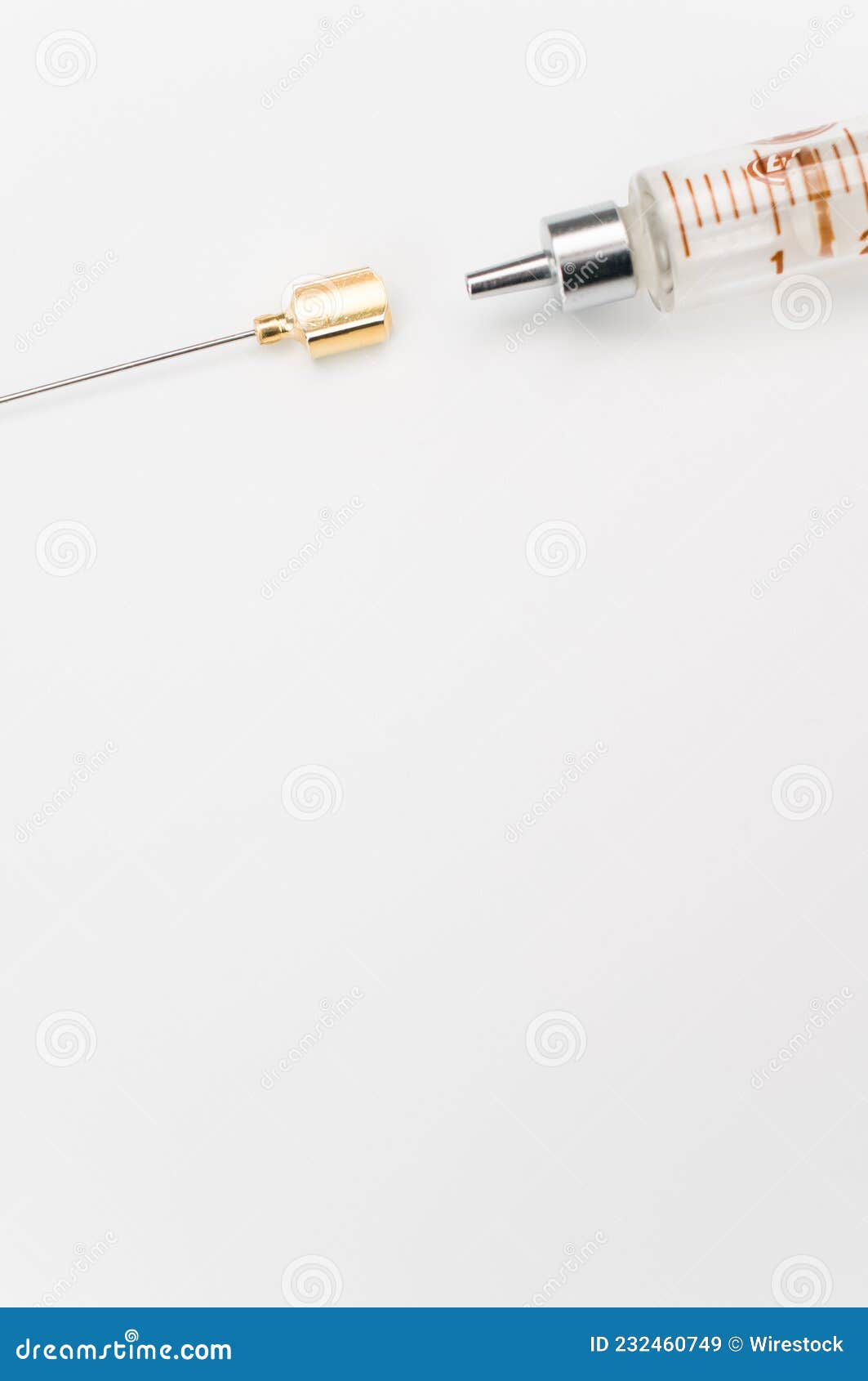 Isolated Sterilized Glass Injection Syringe on a White Paper Background ...