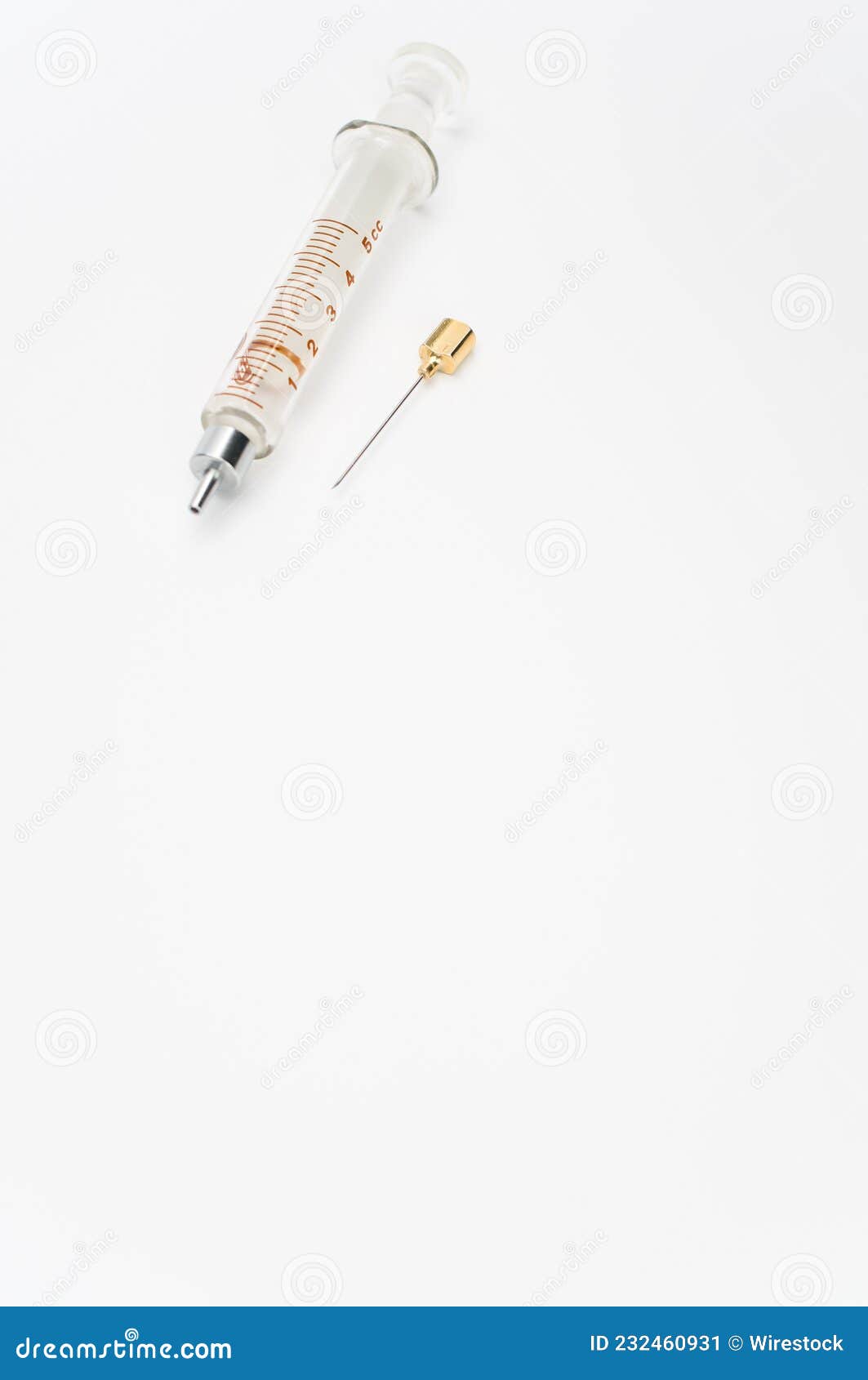 Isolated Sterilized Glass Injection Syringe on a White Surface Stock ...