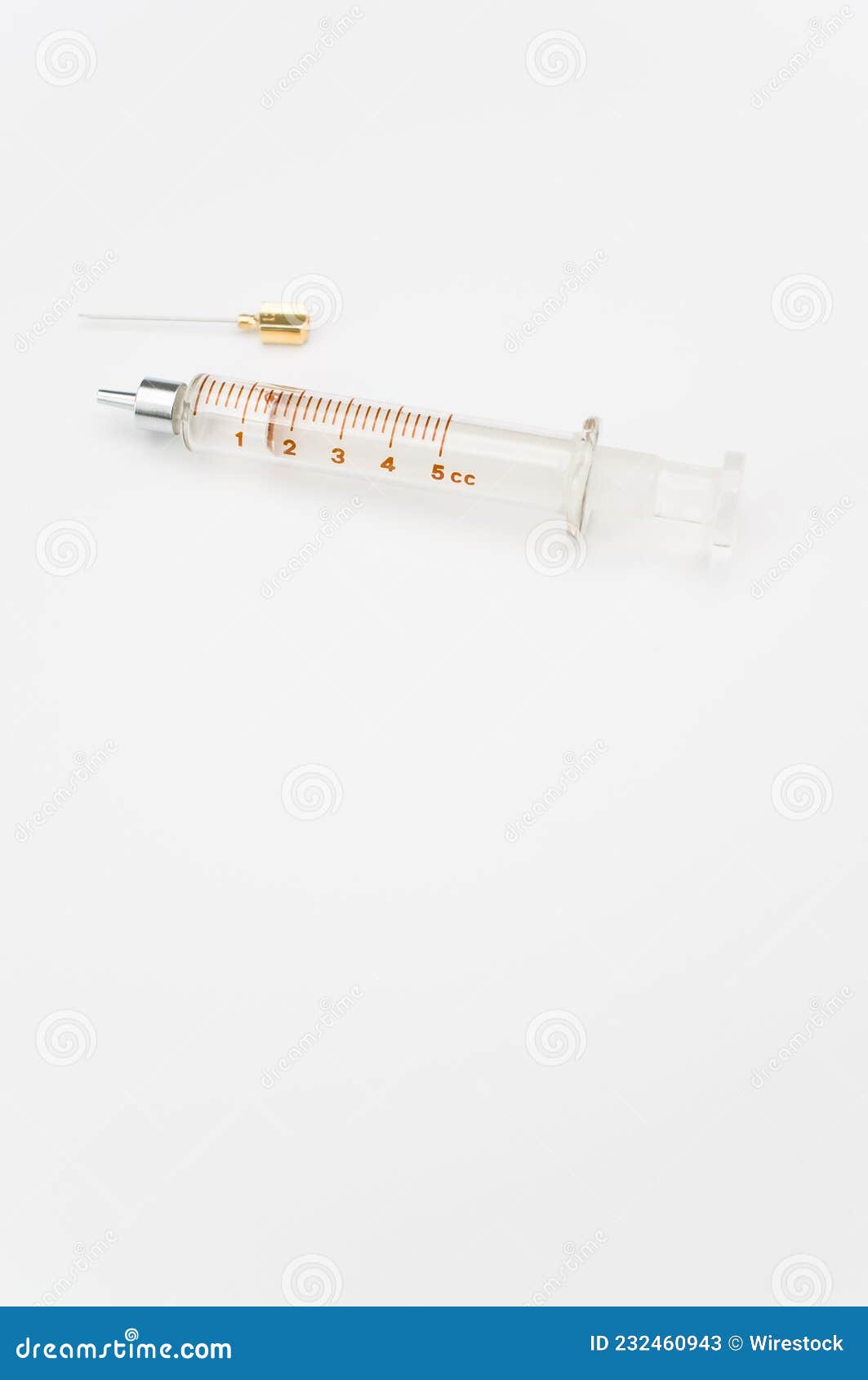 Isolated Sterilized Glass Injection Syringe on a White Surface Stock ...