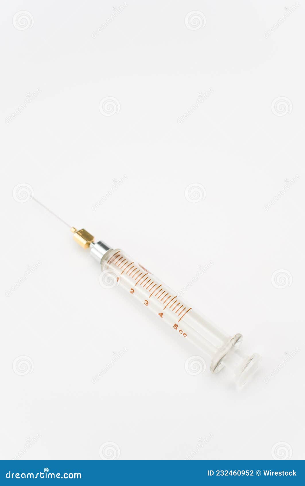 Isolated Sterilized Glass Injection Syringe on a White Surface Stock ...