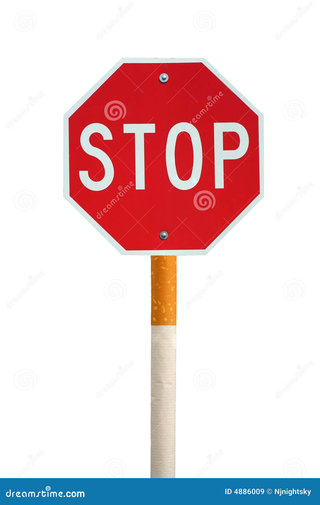 Isolated Stop Sign with Cigarette Post Stock Image - Image of control ...