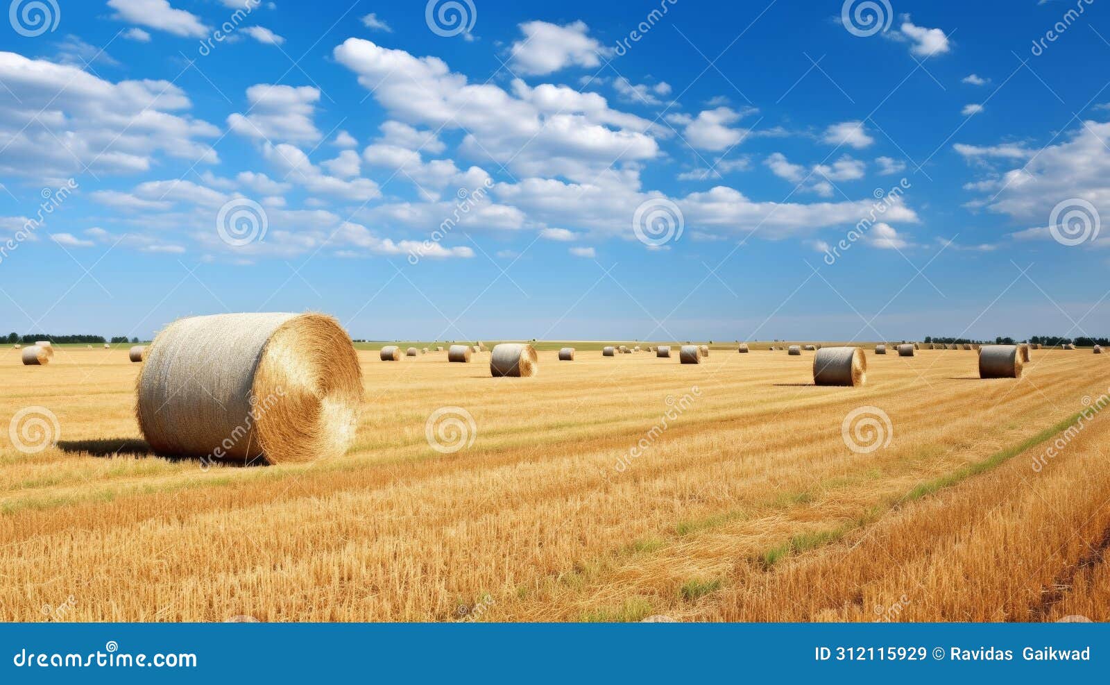 Isolated Straw Bale Wide Rural Landscape Stock Illustration ...