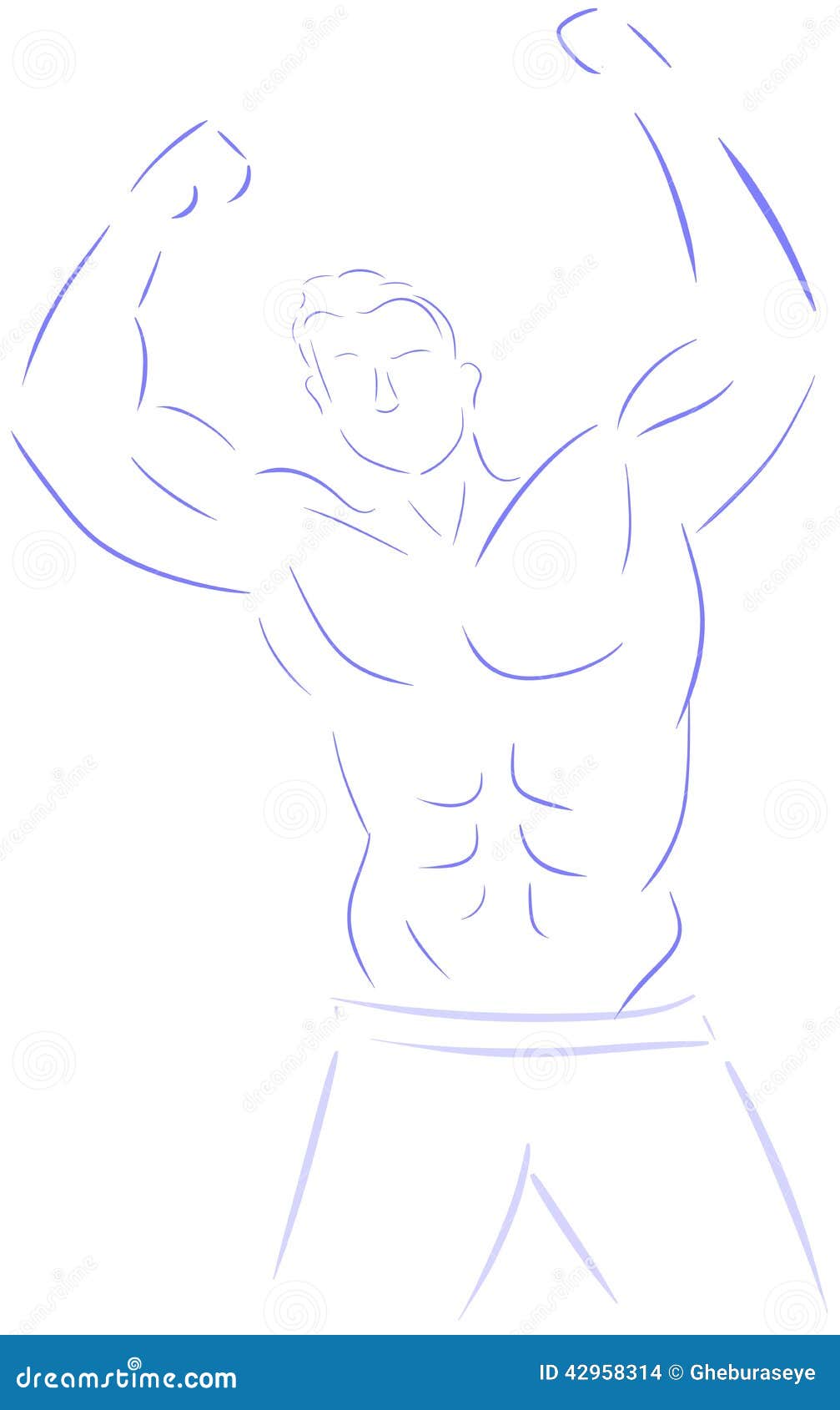 Isolated Stylized Muscular Man in Blue Stock Illustration ...