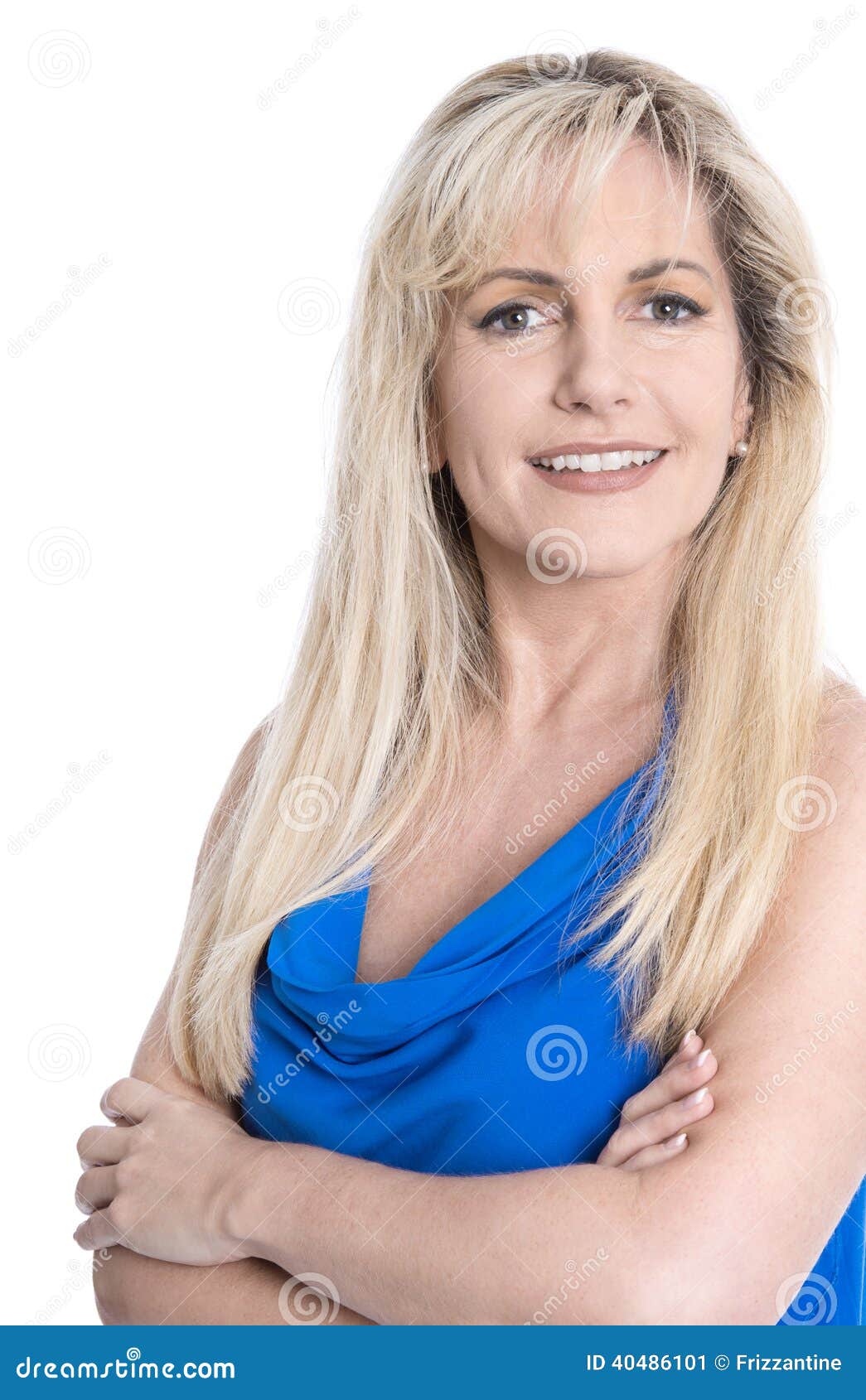 Isolated Successful Mature Secretary With Crossed Arms Stock Image