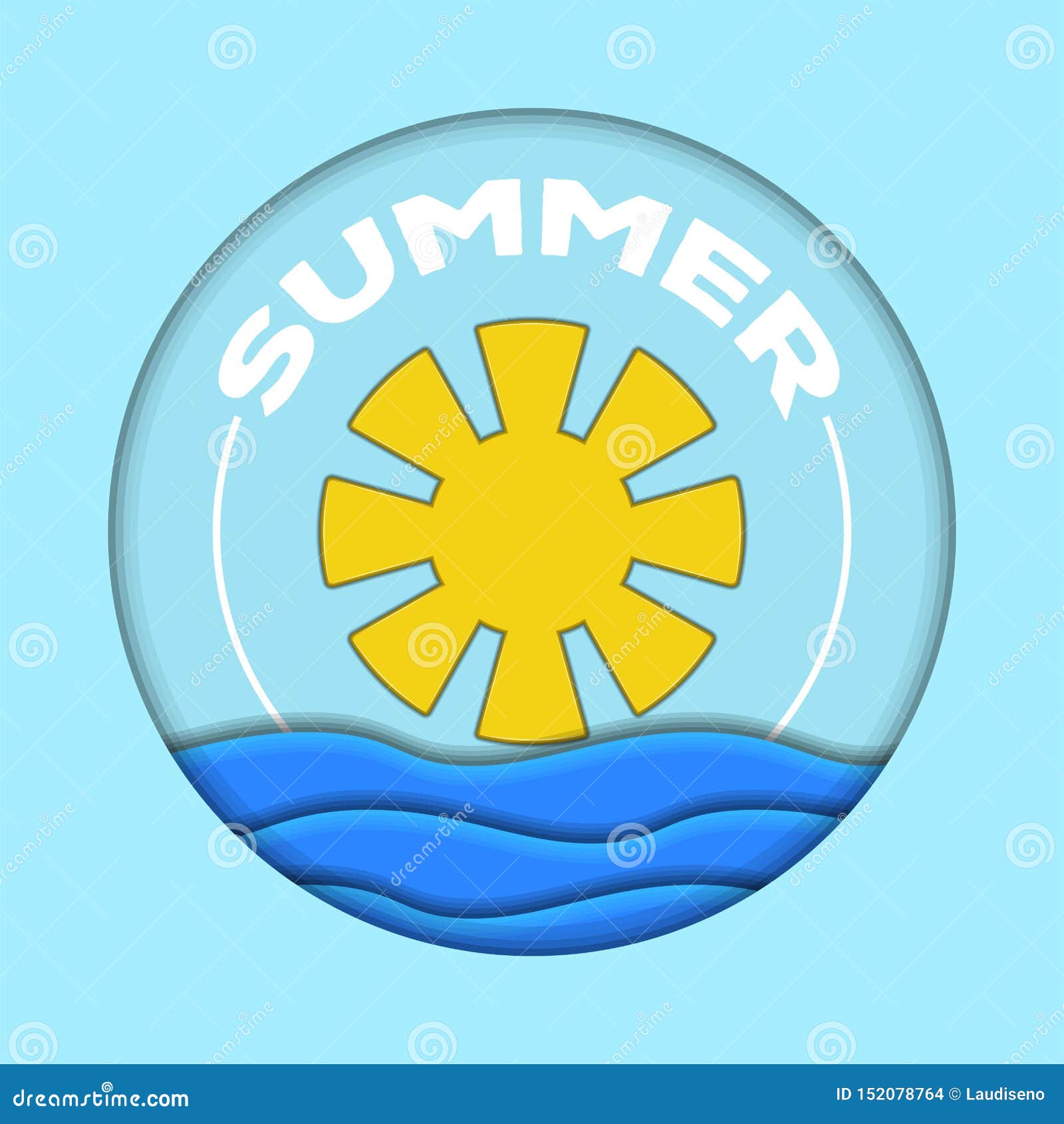 Isolated Summer Label with a Sun Stock Vector - Illustration of banner ...