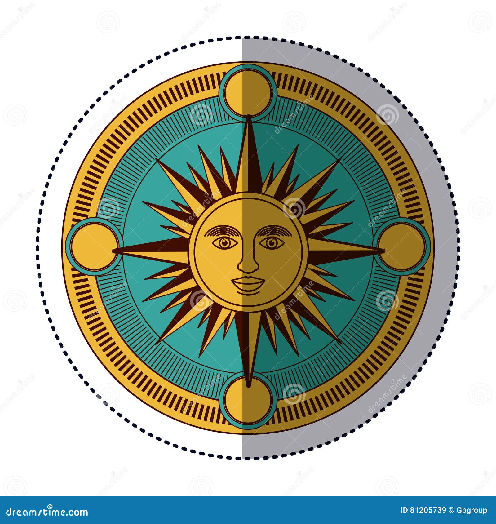 Isolated Sun Inside Compass Design Stock Vector - Illustration of ...