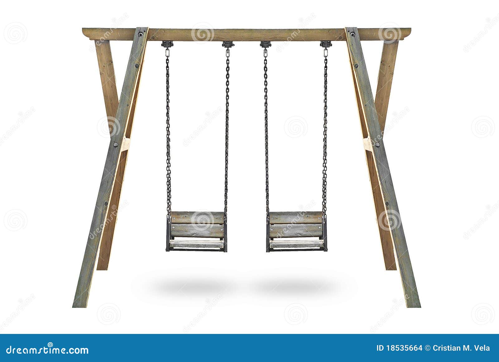 Isolated swing stock photo. Image of playground, wooden - 18535664