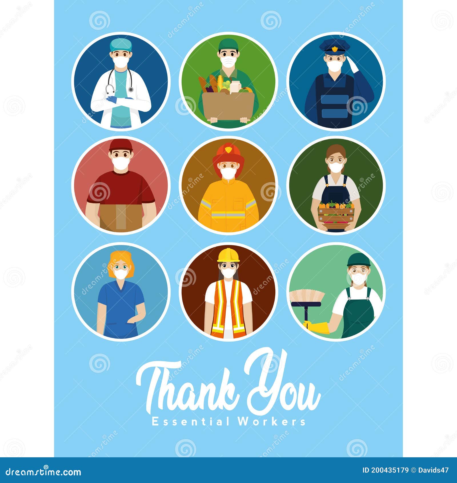 Isolated Team Essential Workers Stock Vector - Illustration of hero ...