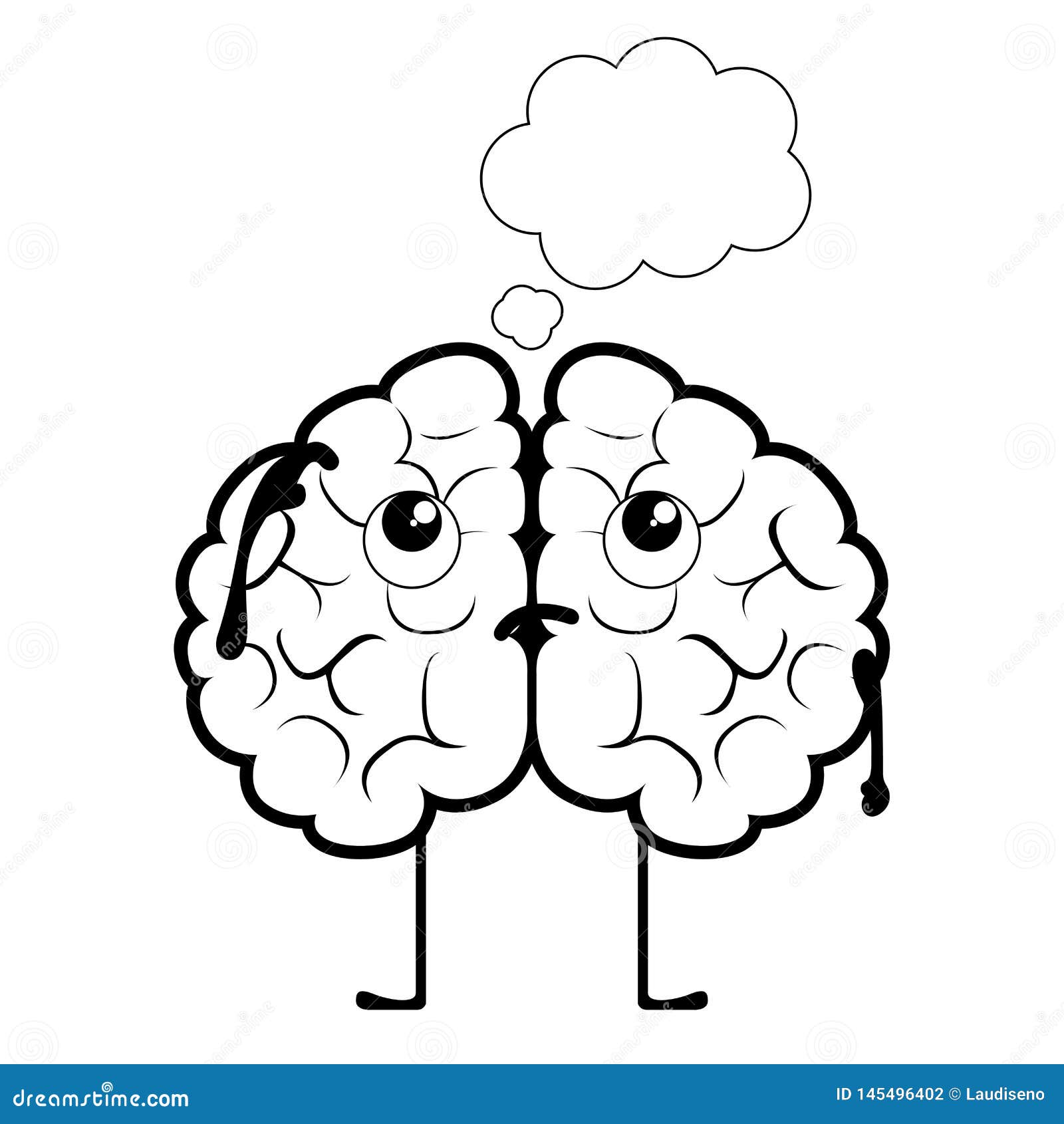 Isolated Thinking Brain Cartoon Stock Vector - Illustration of doubt ...