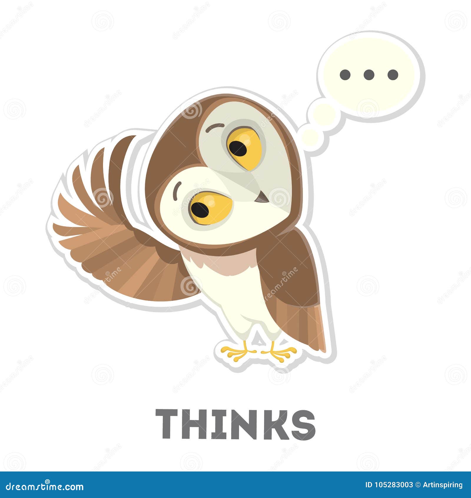 Isolated thinking owl. stock vector. Illustration of cartoon - 105283003