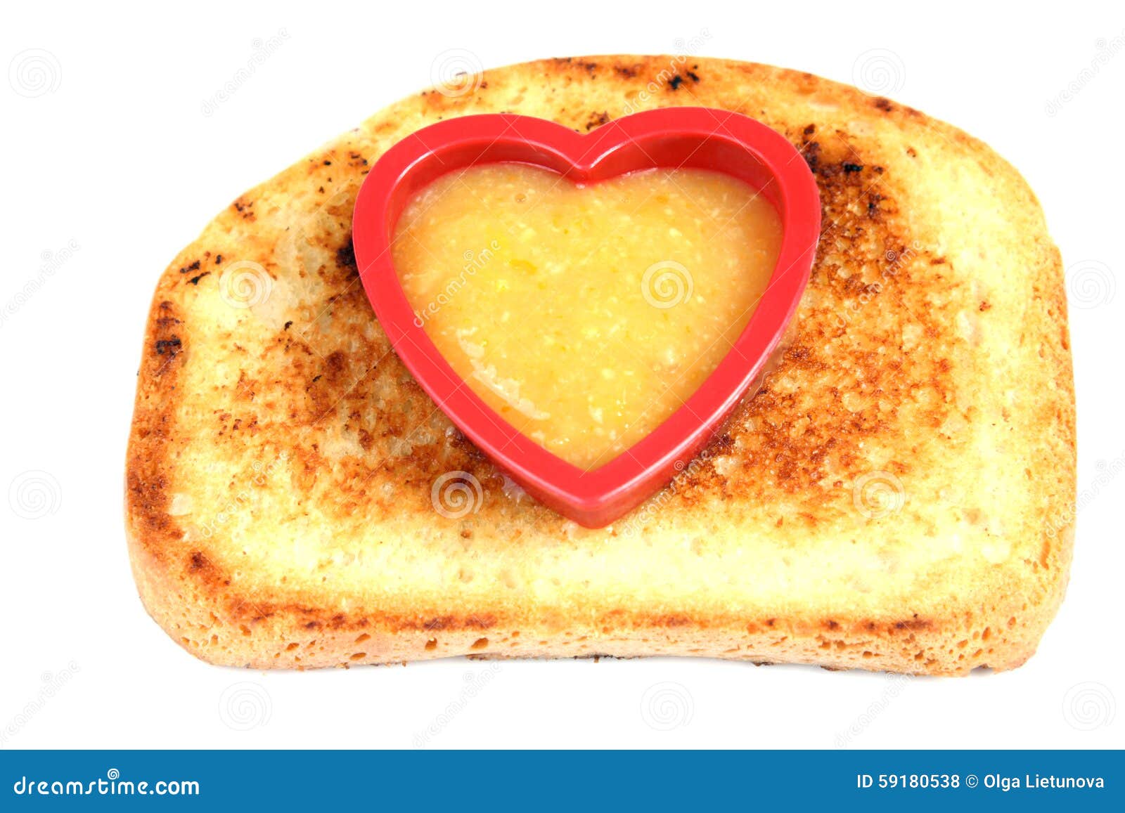 Isolated Toast with Heart Shape Form Filled with Jam Stock Photo ...