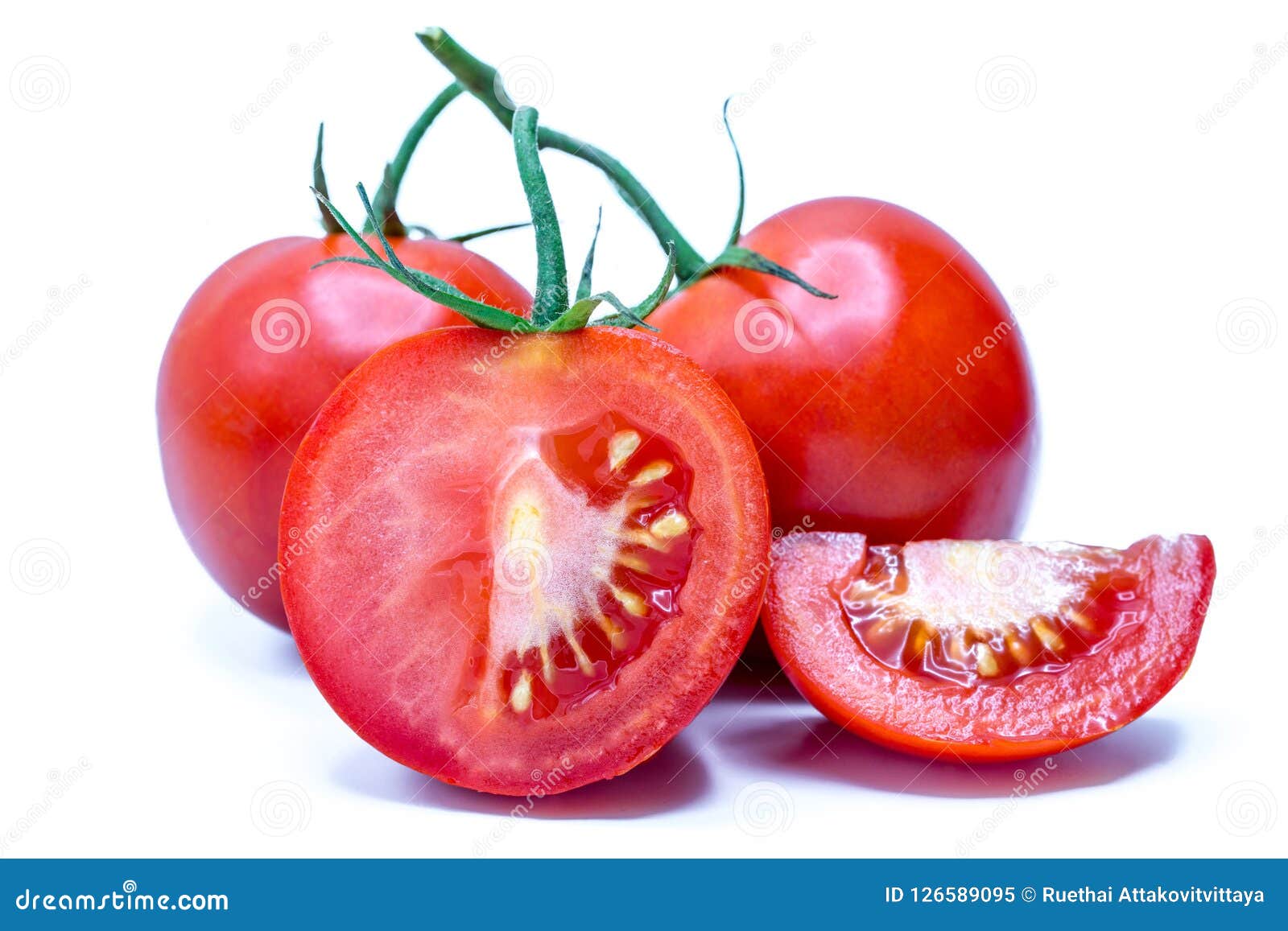 Isolated Tomato. Pieces of Cut Fresh Tomatoes. Stock Image - Image of ...