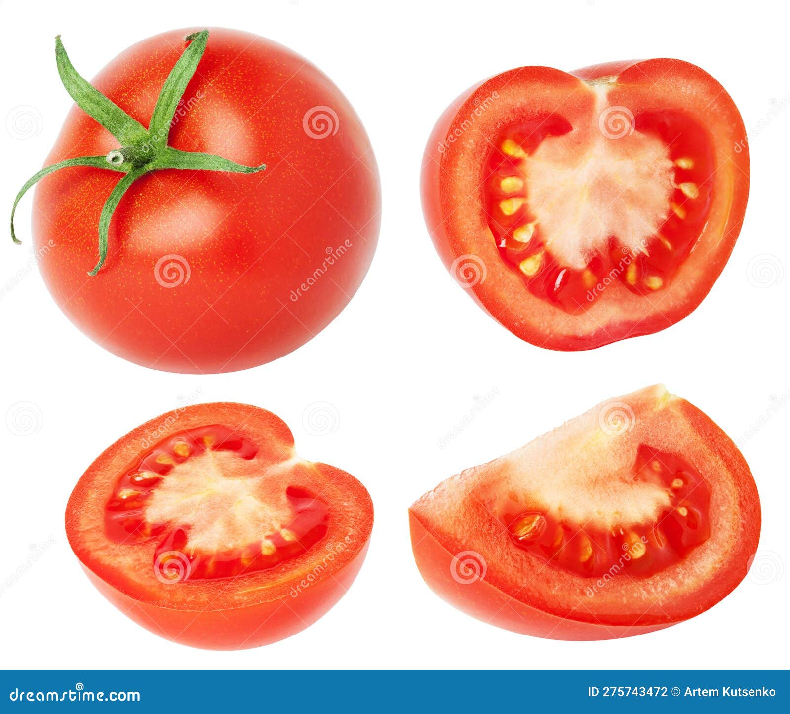 Isolated Tomatoes Collection. Whole Tomato, Slices, Half Isolated on ...