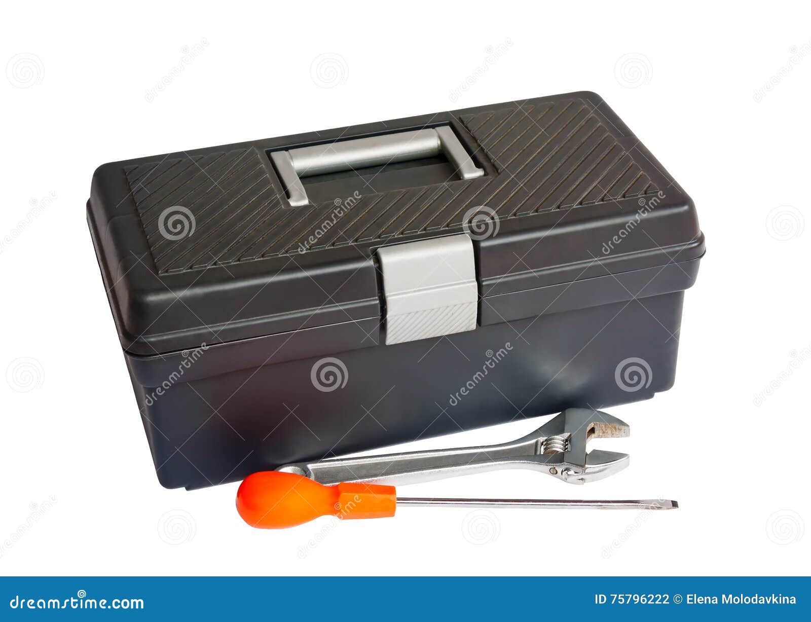 Isolated Tools Box, Screwdriver and Wrench Stock Photo - Image of ...