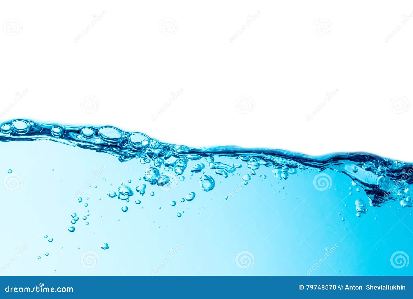Isolated On Top Blue Water Wave Horizontal Line With Bubbles Background ...