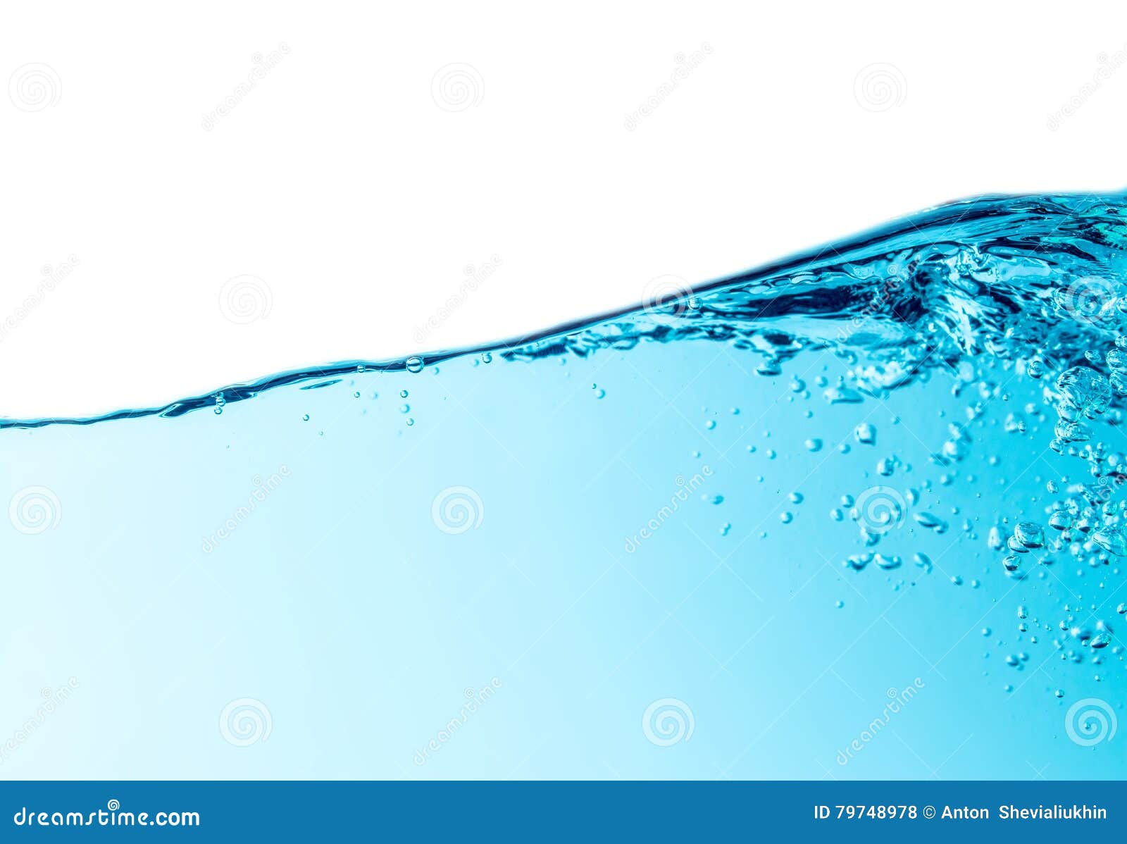 Isolated on Top Blue Water Wave Horizontal Line with Bubbles Background ...