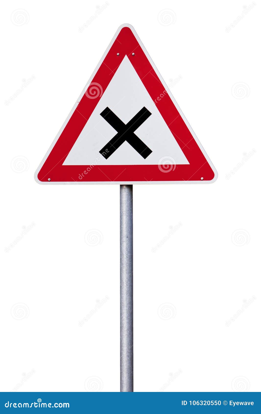 Dangerous Crossing Traffic Sign Isolated Stock Photo - Image of ...