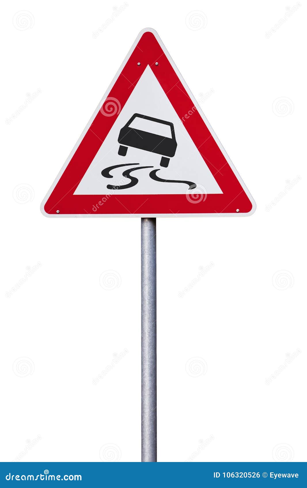 Slippery Road Traffic Sign Isolated Stock Photo - Image of winter ...