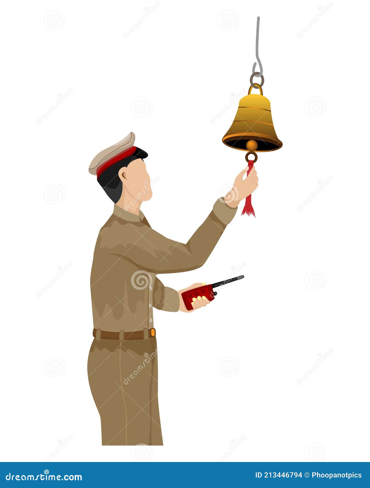 Train Staff Man Ring the Bell on White Background Vector Design Stock ...