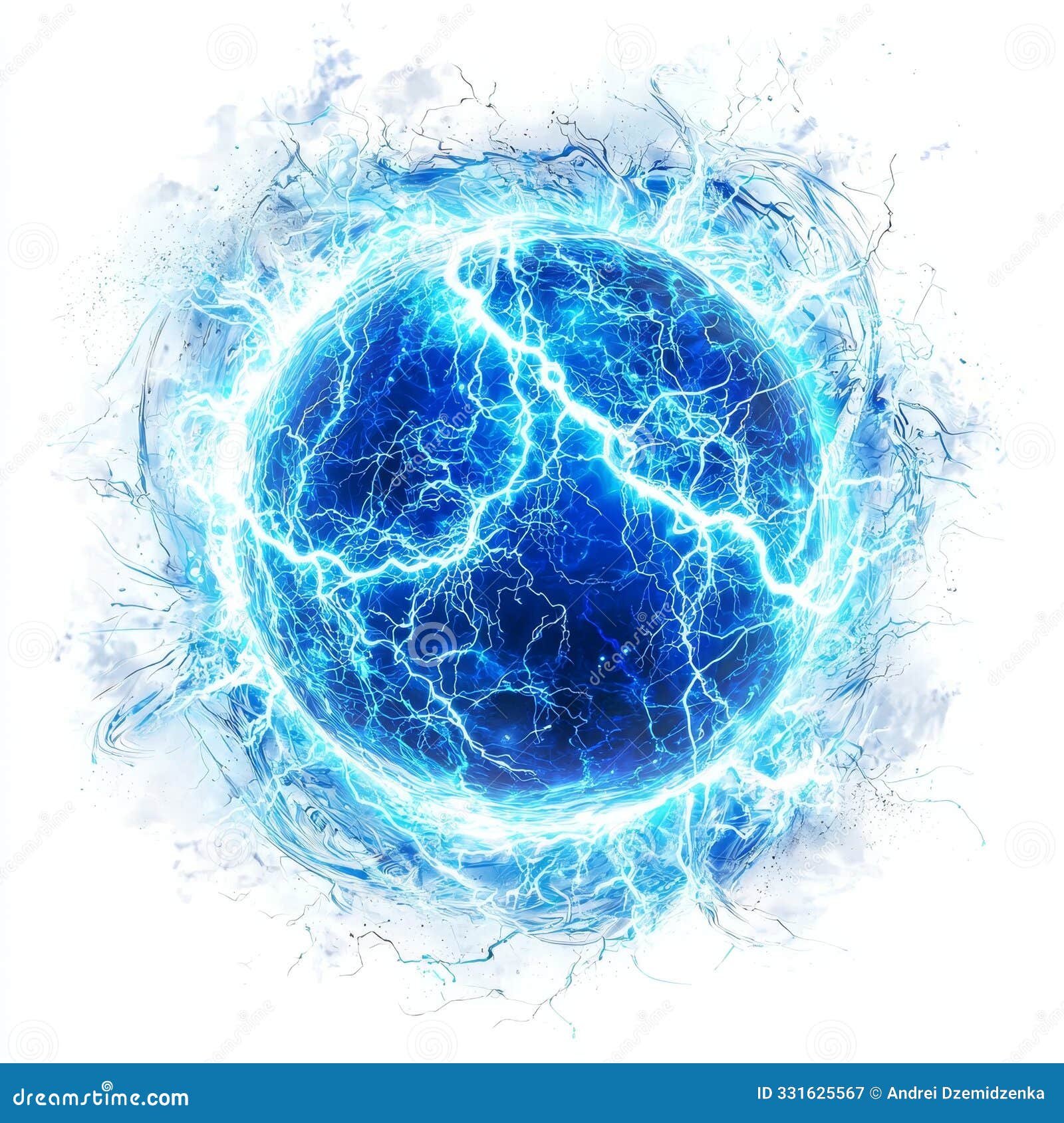 Isolated on a Transparent Background, a Blue Electricity Ball. Stock ...