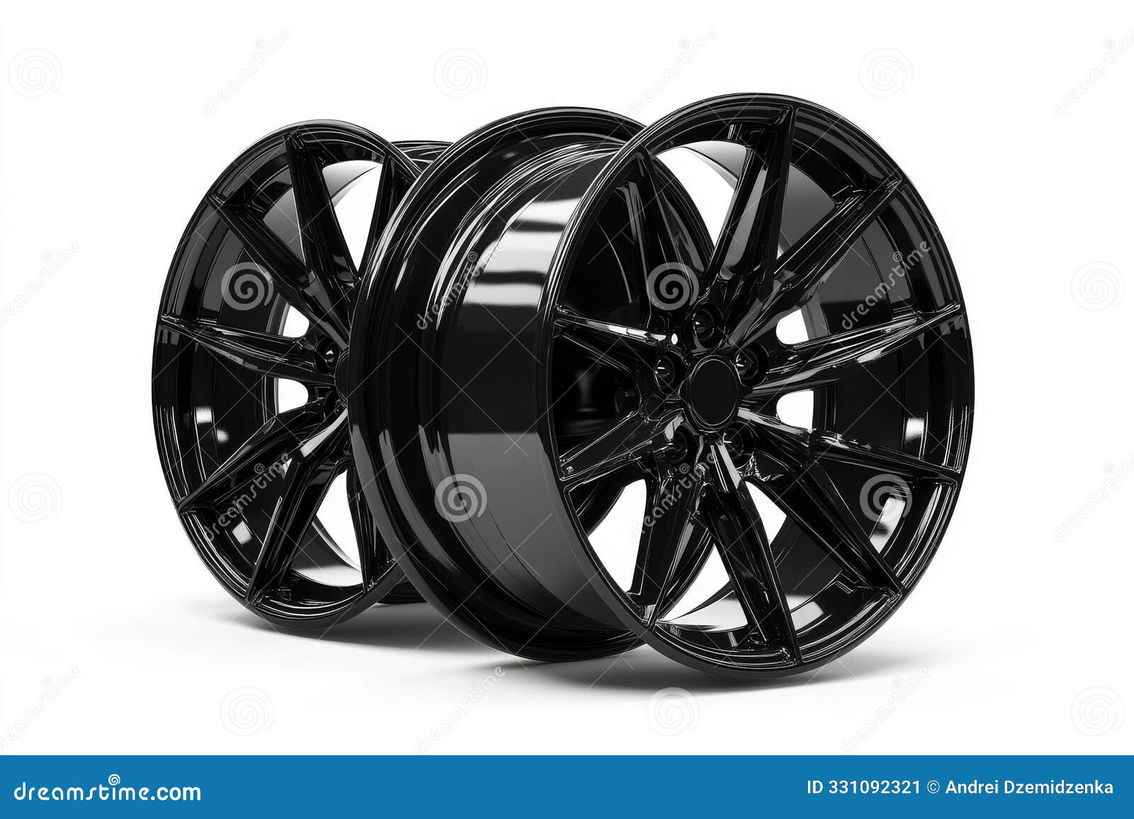 Isolated on a Transparent Background, a Shiny Black Car Wheel Stock ...