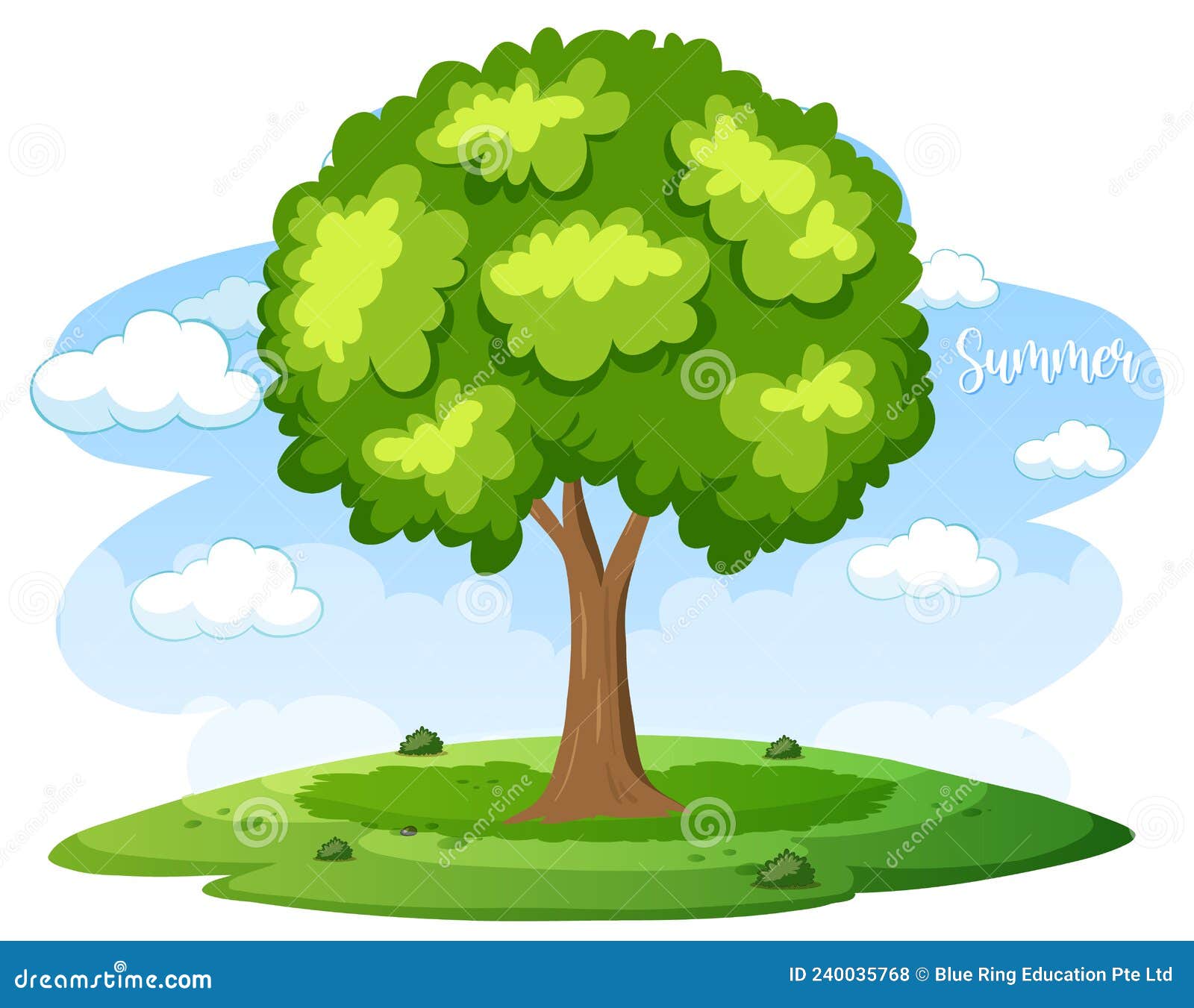 Isolated Tree in Cartoon Style with Summer Word Stock Vector ...