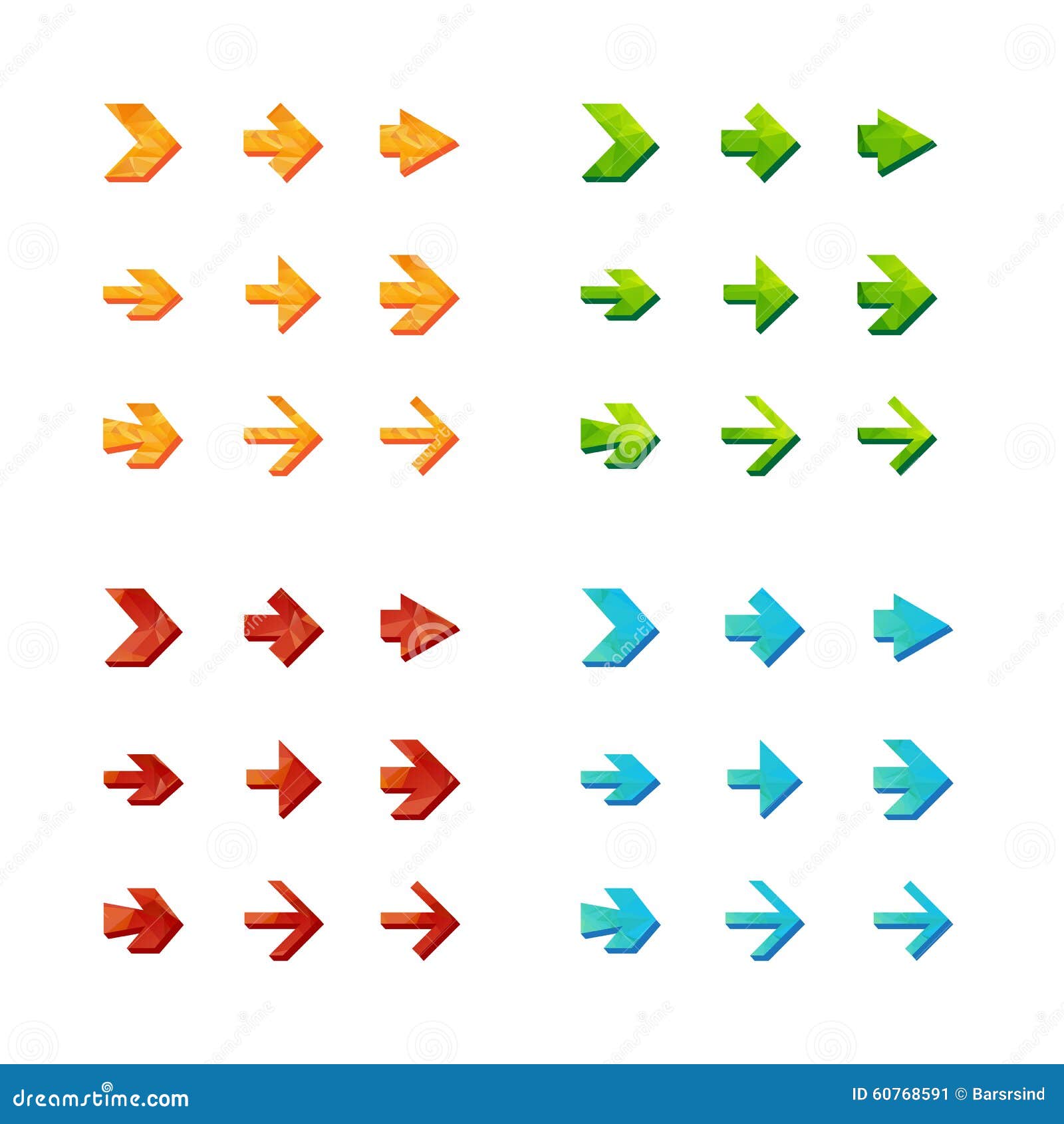 Isolated Triangle Polygonal Arrows Set Stock Illustration ...