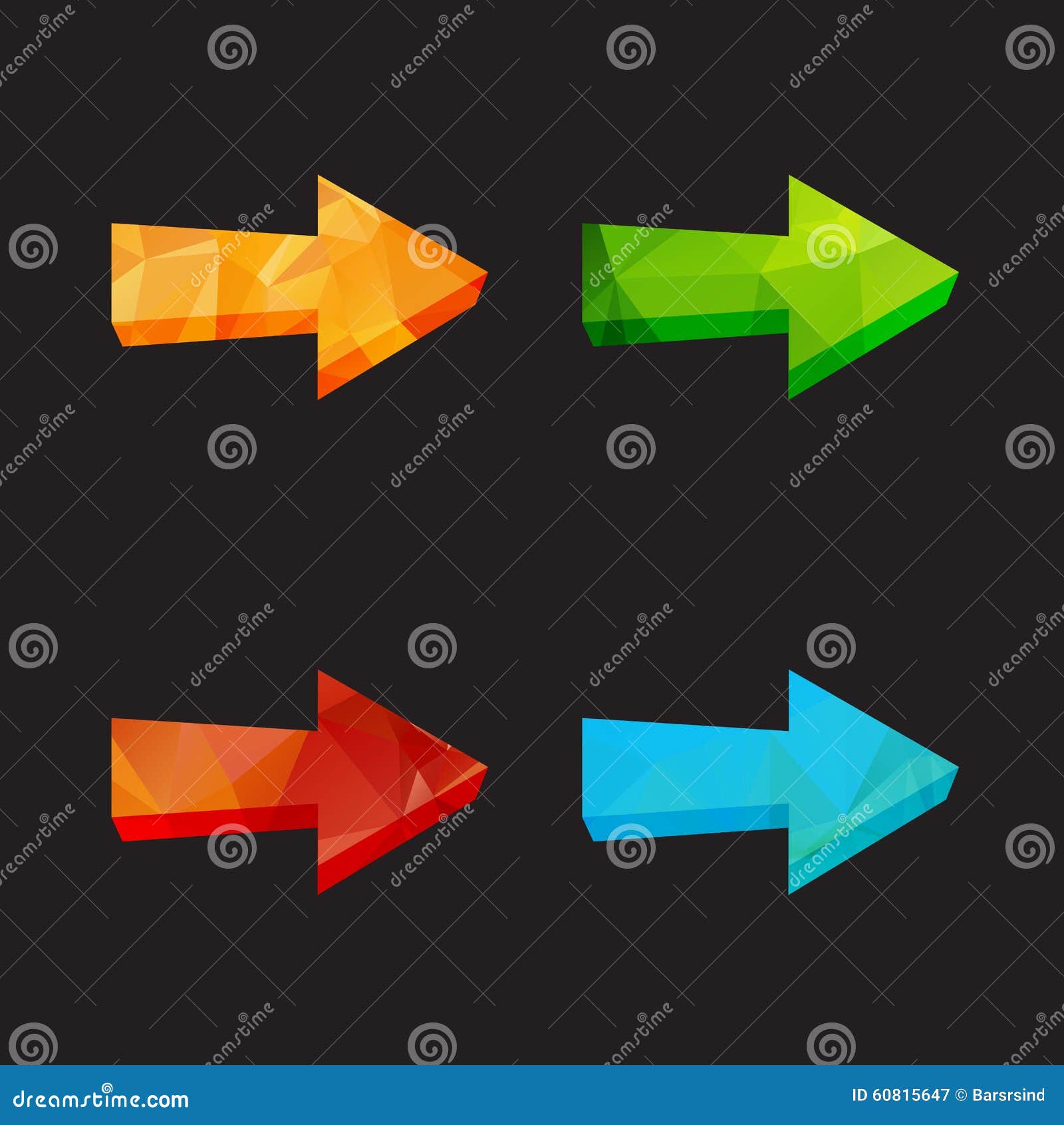 Isolated Triangle Polygonal Arrows Set Stock Illustration ...