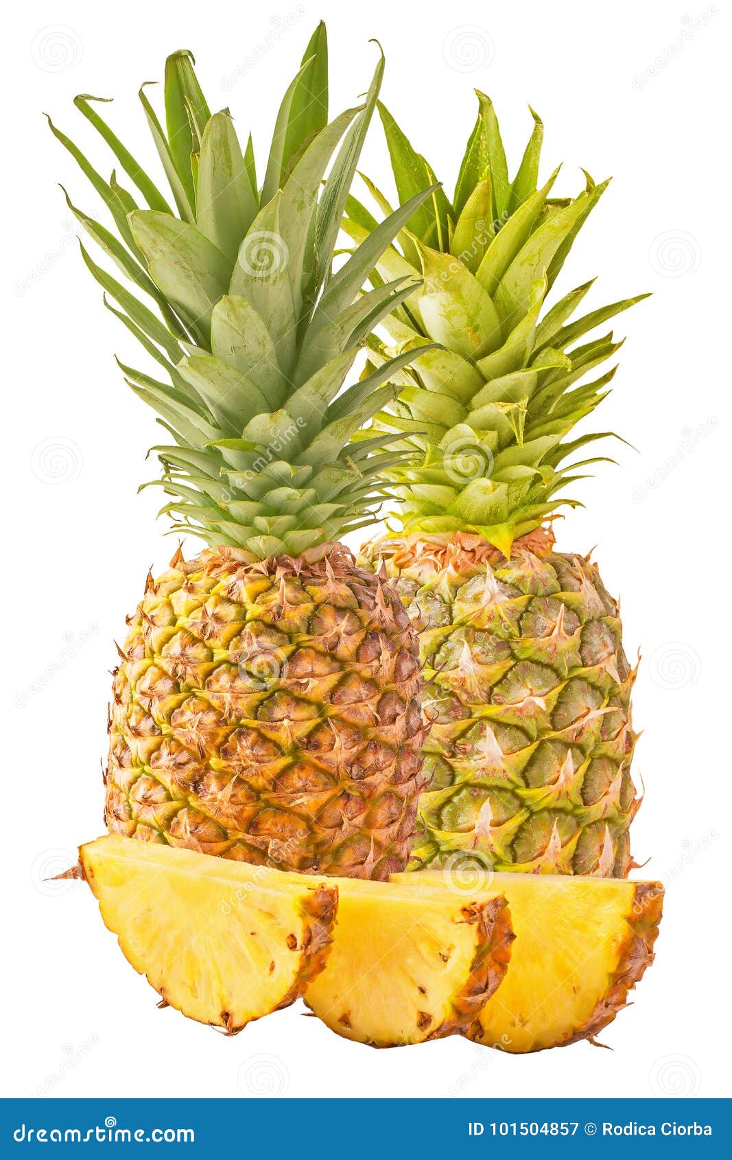 Two Pineapple with Slices Isolated on White Stock Image - Image of ...