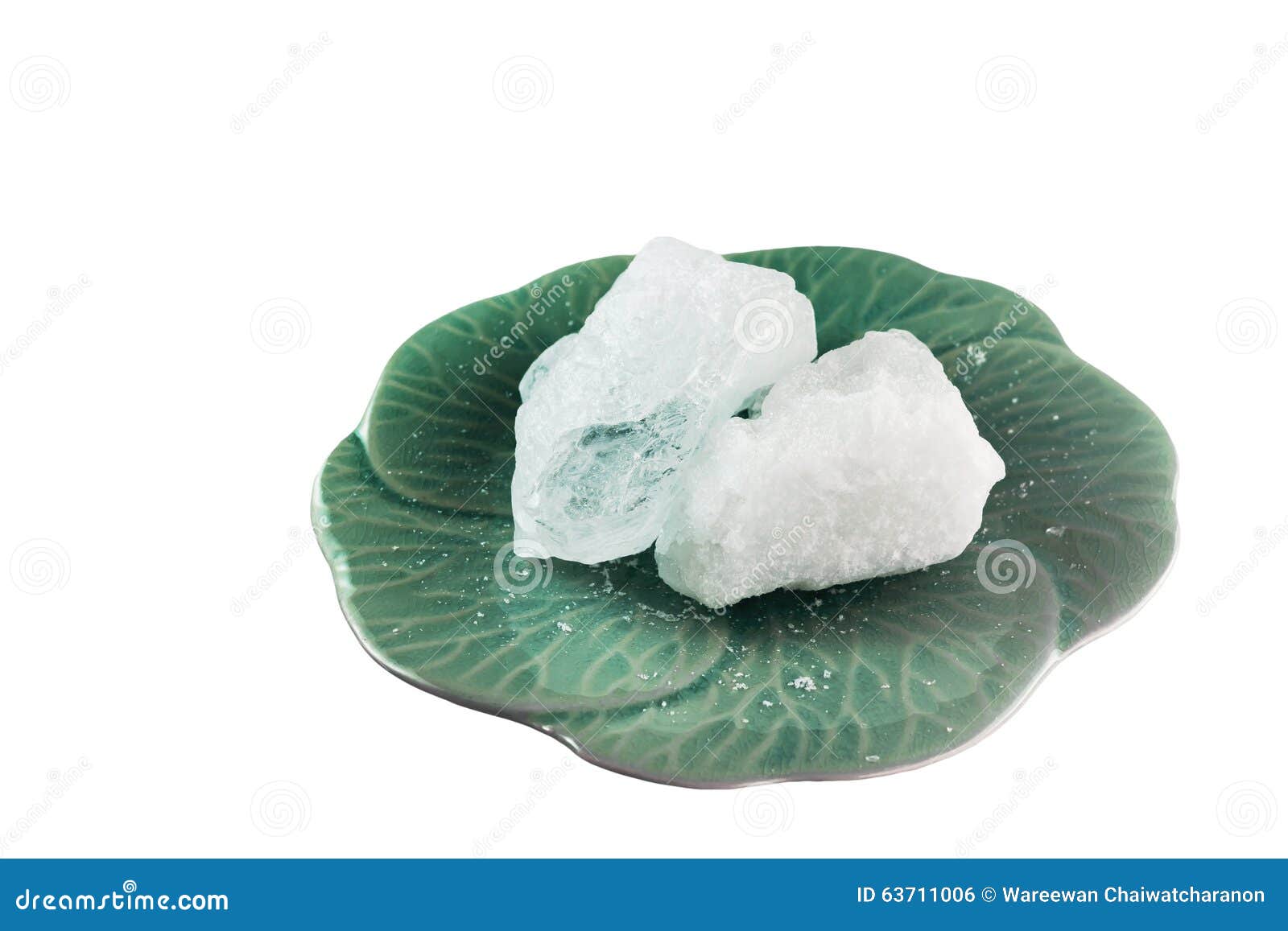 Isolated Two Chunk of Alum on Green Plate Stock Photo - Image of alum ...