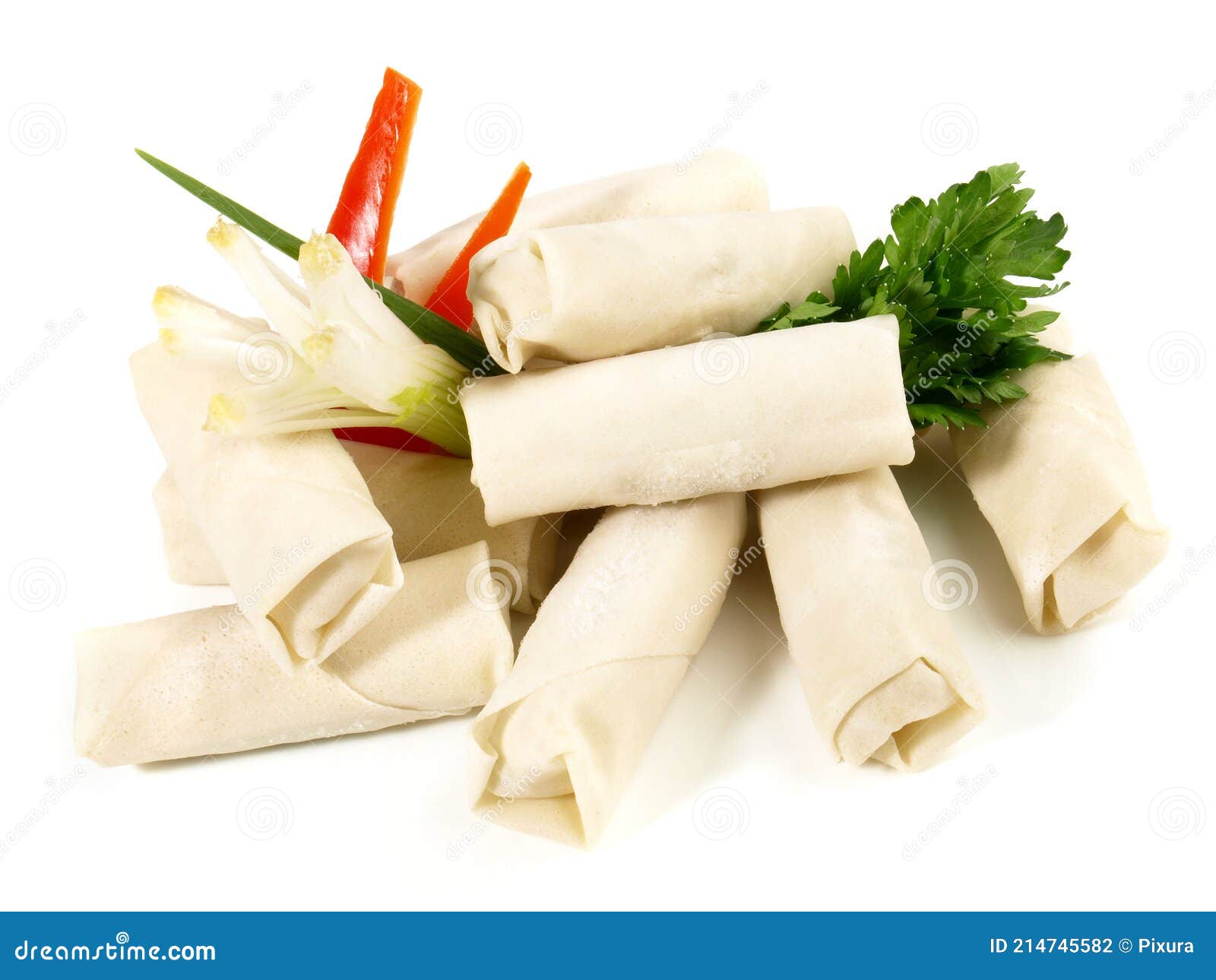 Isolated Uncooked Spring Rolls - Fast Food Stock Photo - Image of ...