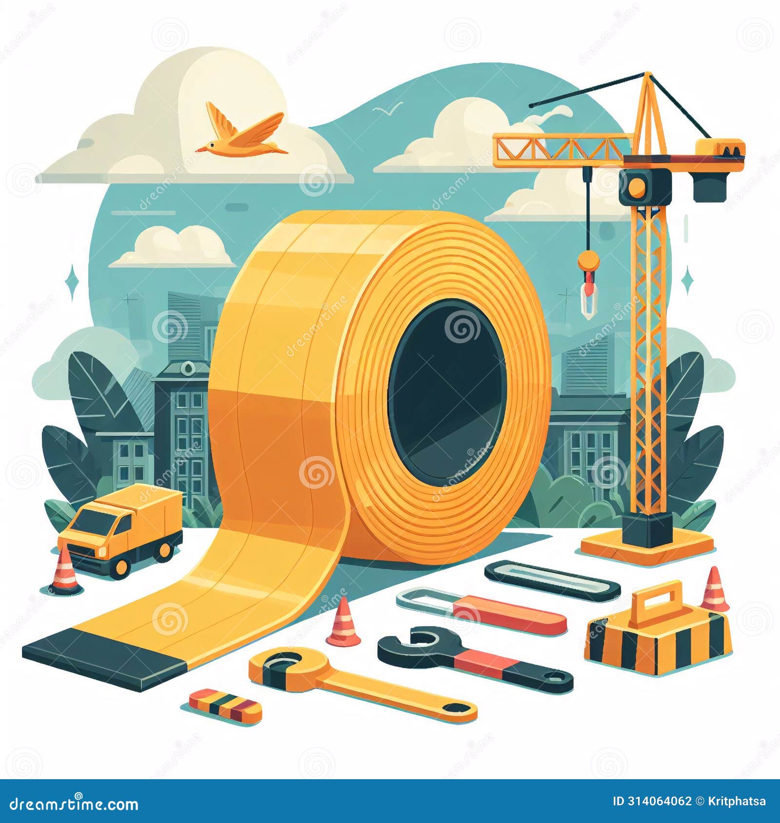 Isolated Under Construction Tape. Vector Illustration Generative Ai for ...