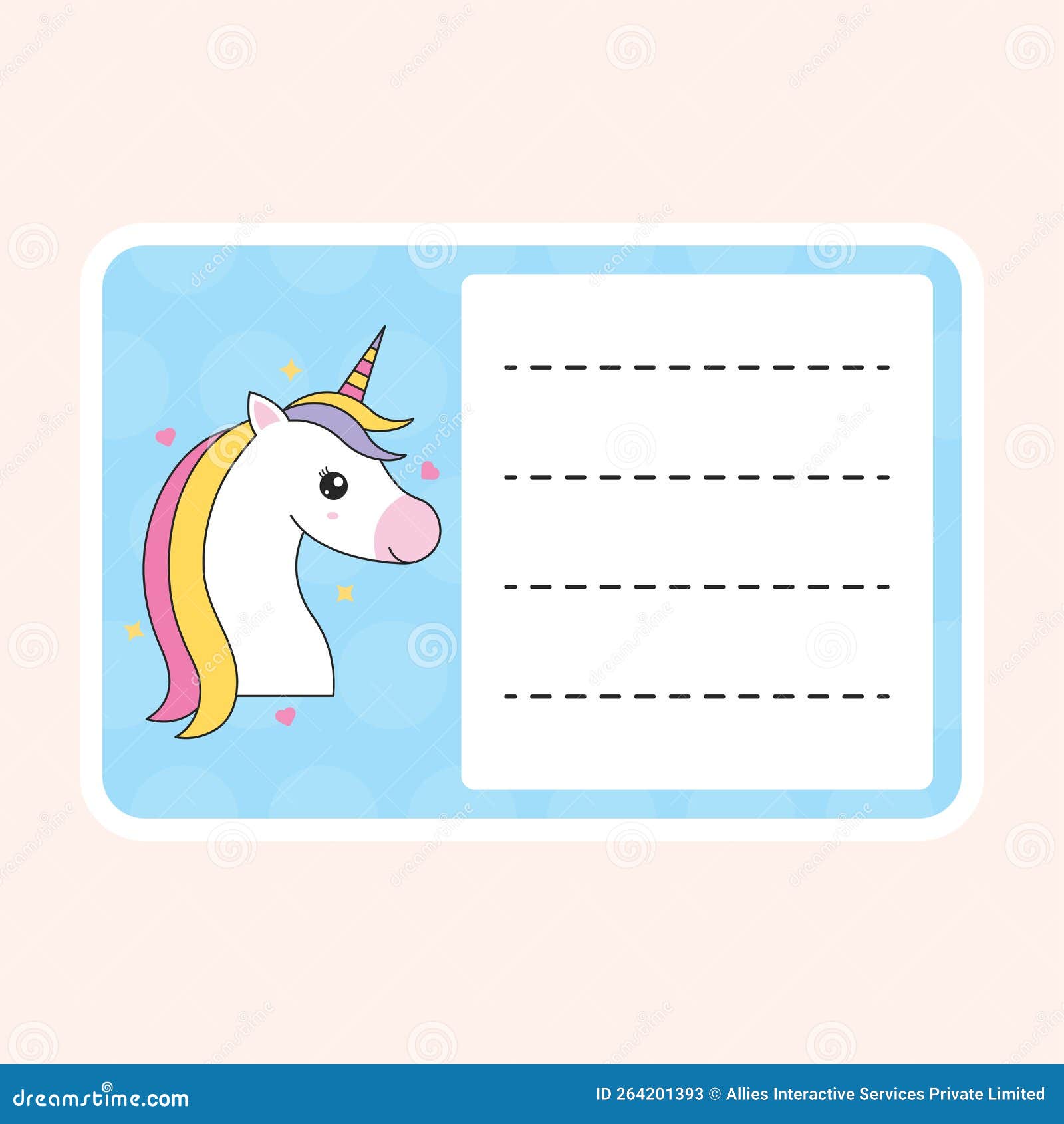 Isolated Unicorn Cartoon Frame or Notebook Label on Peach Stock ...