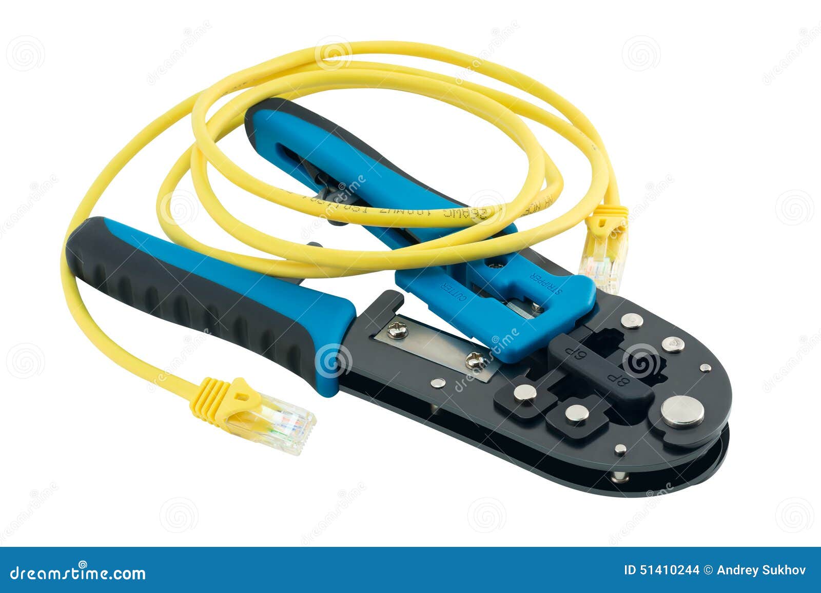 Isolated Universal Crimper with Patch Cord Stock Photo - Image of ...