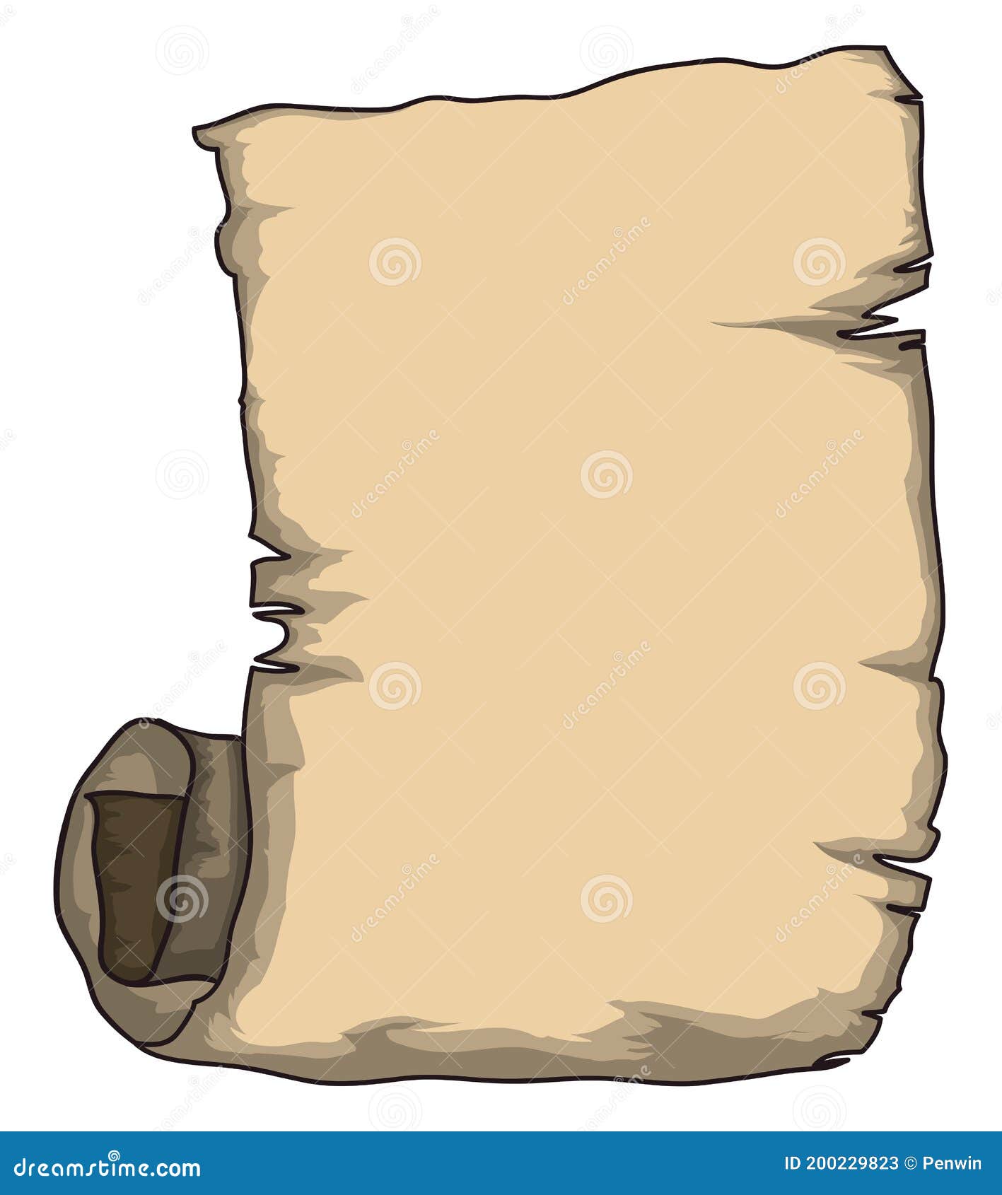 Isolated Unrolled Ancient Scroll in Cartoon Style, Vector Illustration ...