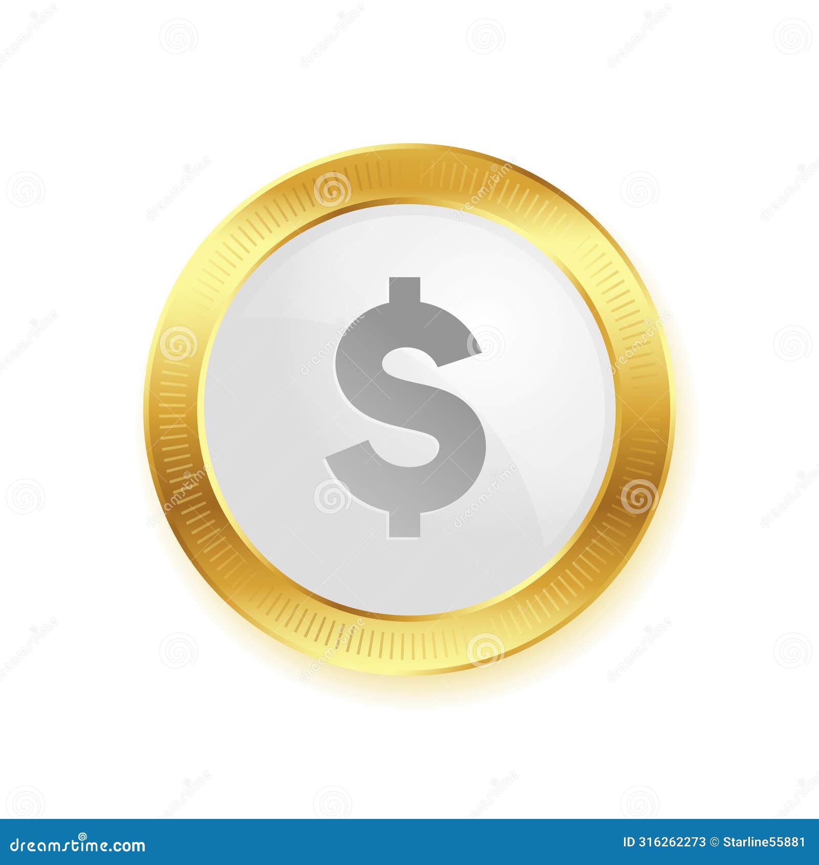Isolated US Currency Dollar Golden Coin Design Stock Vector ...